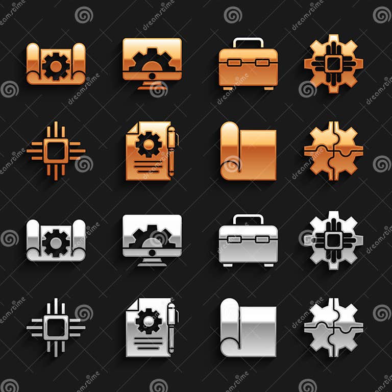 Set Document Settings and Pen, Processor, Gear, Graphing Paper for Engineering, with ...