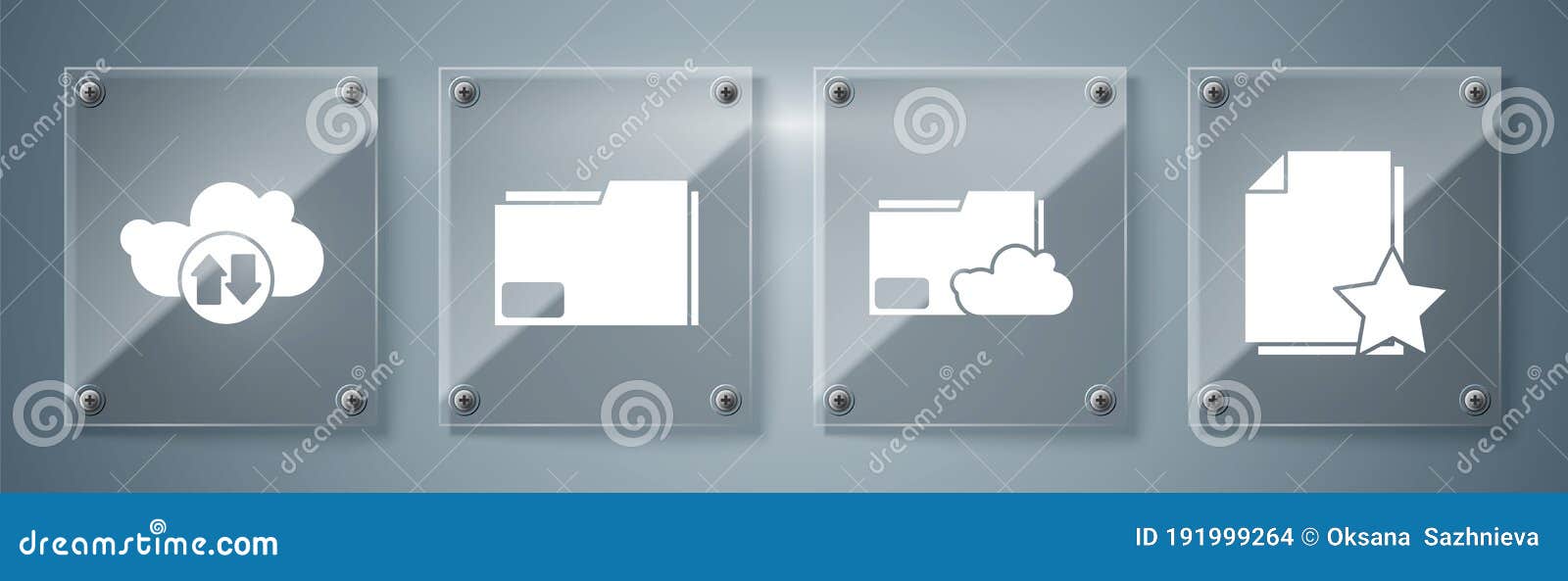 Set Document with Star, Cloud Storage Text Document Folder, Document ...