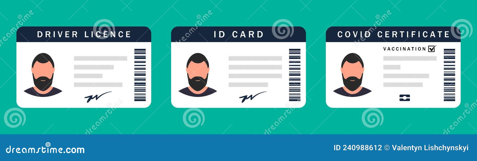 Documents, Identity Vector Flat Line Icon. ID Card, Drivers License ...