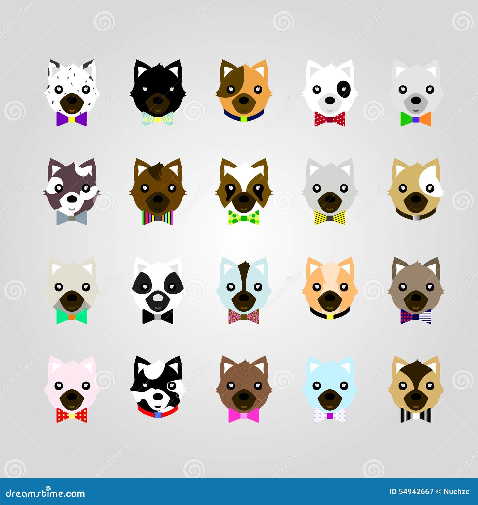 Set of the dog face stock vector. Illustration of flat - 54942667