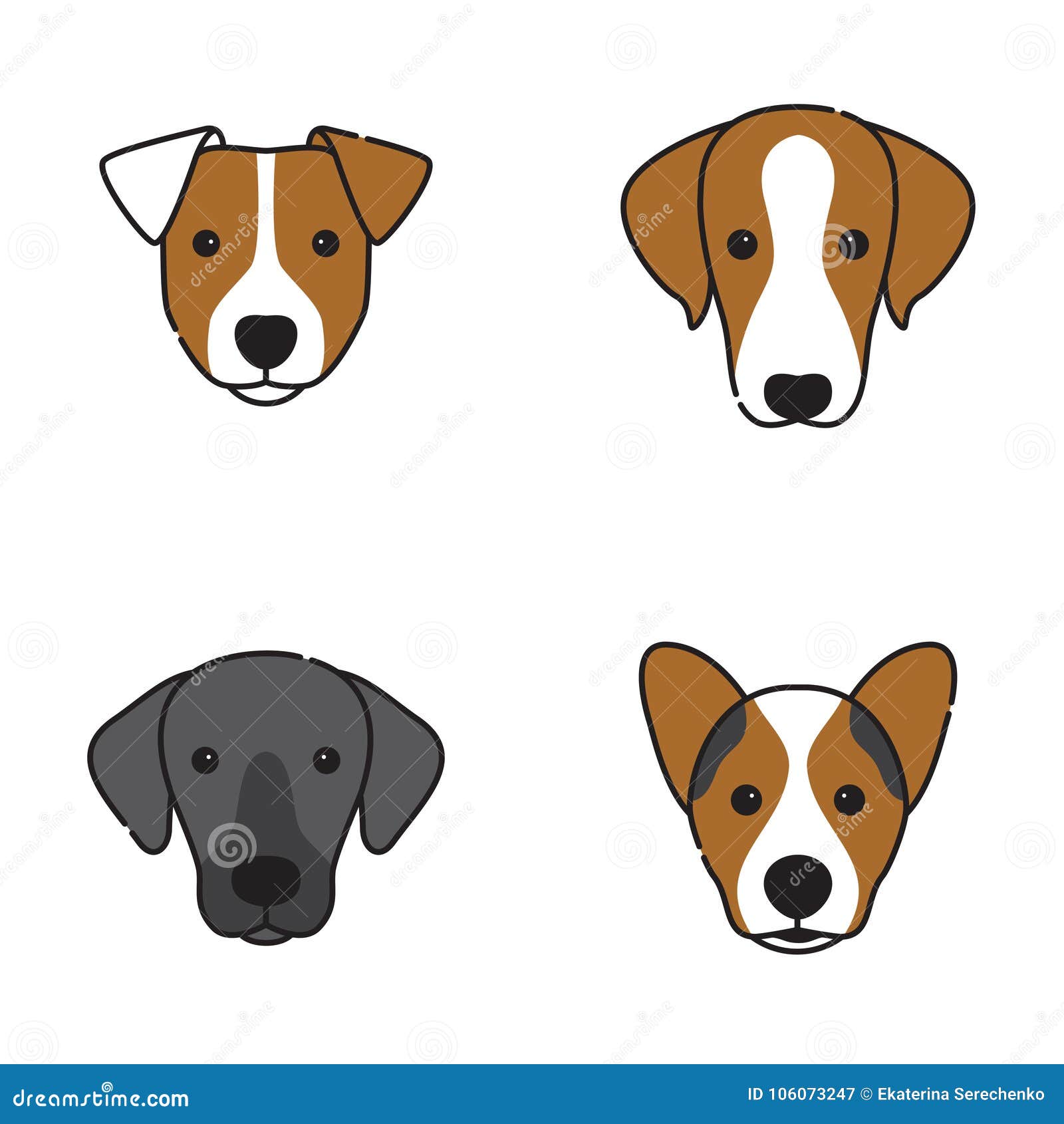 Set of Dog Face Logos. Different Breeds Stock Illustration ...