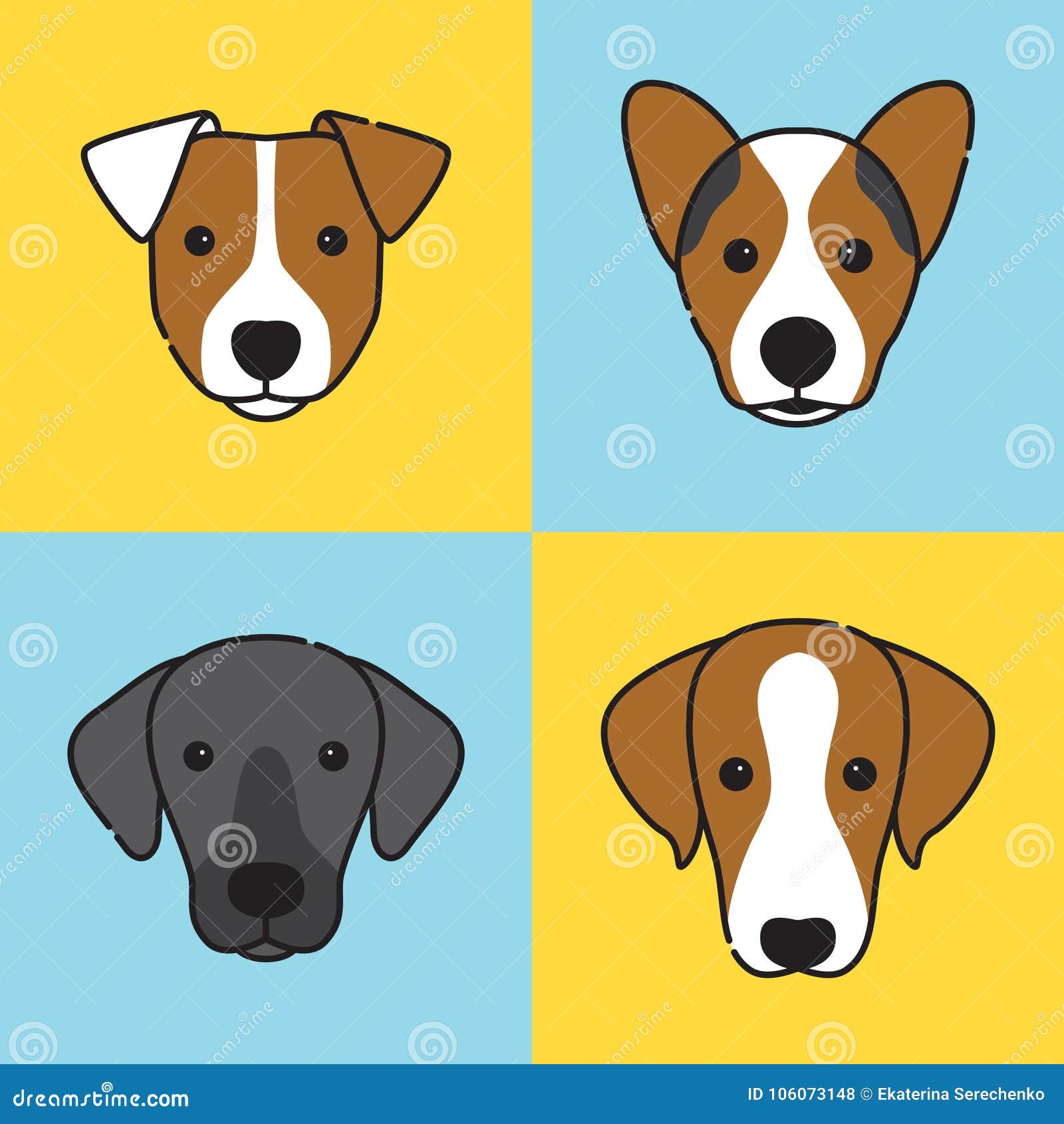 Set of Dog Face Logos. Different Breeds Stock Illustration ...