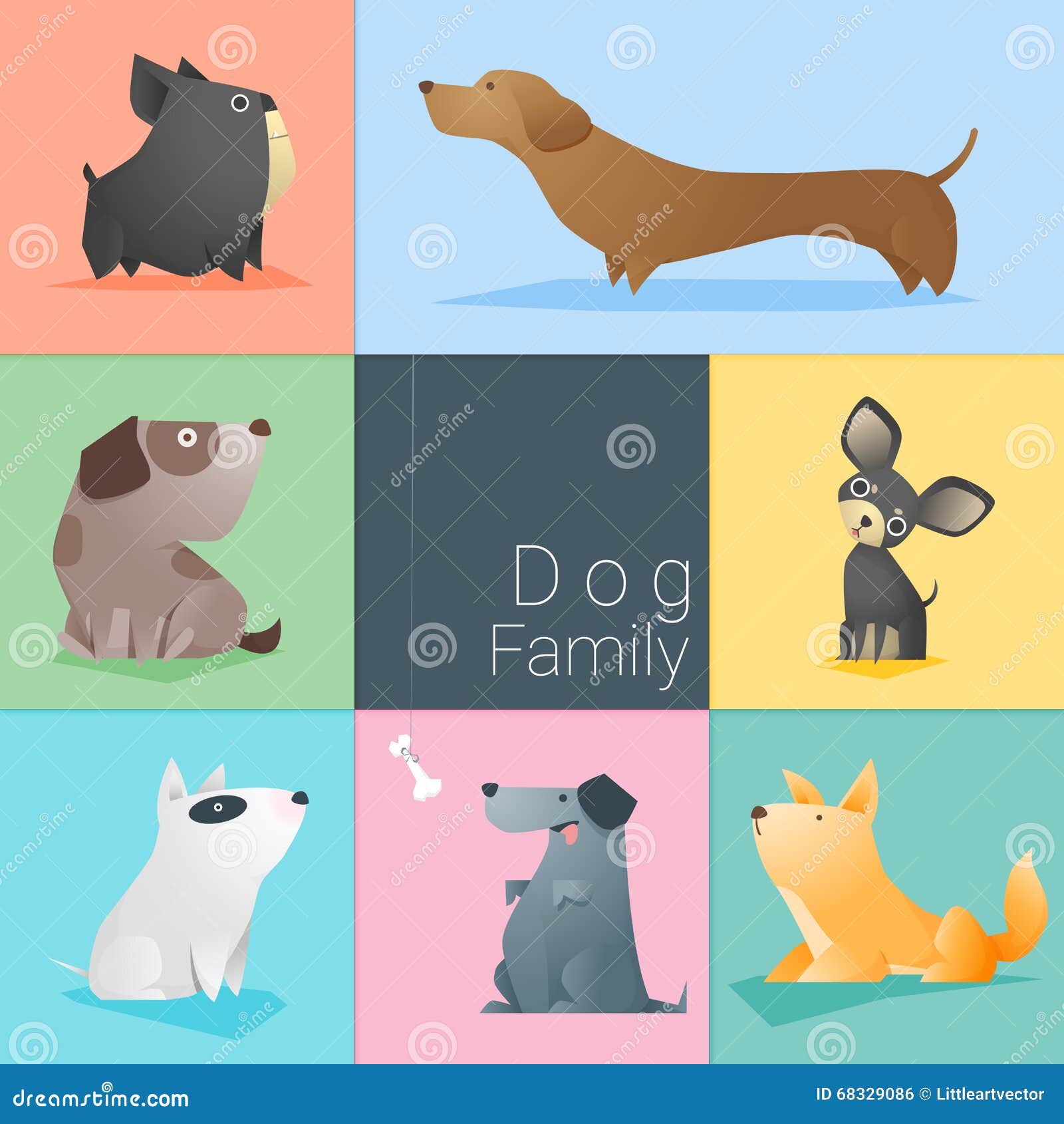 Set of dog family stock vector. Illustration of creature - 68329086
