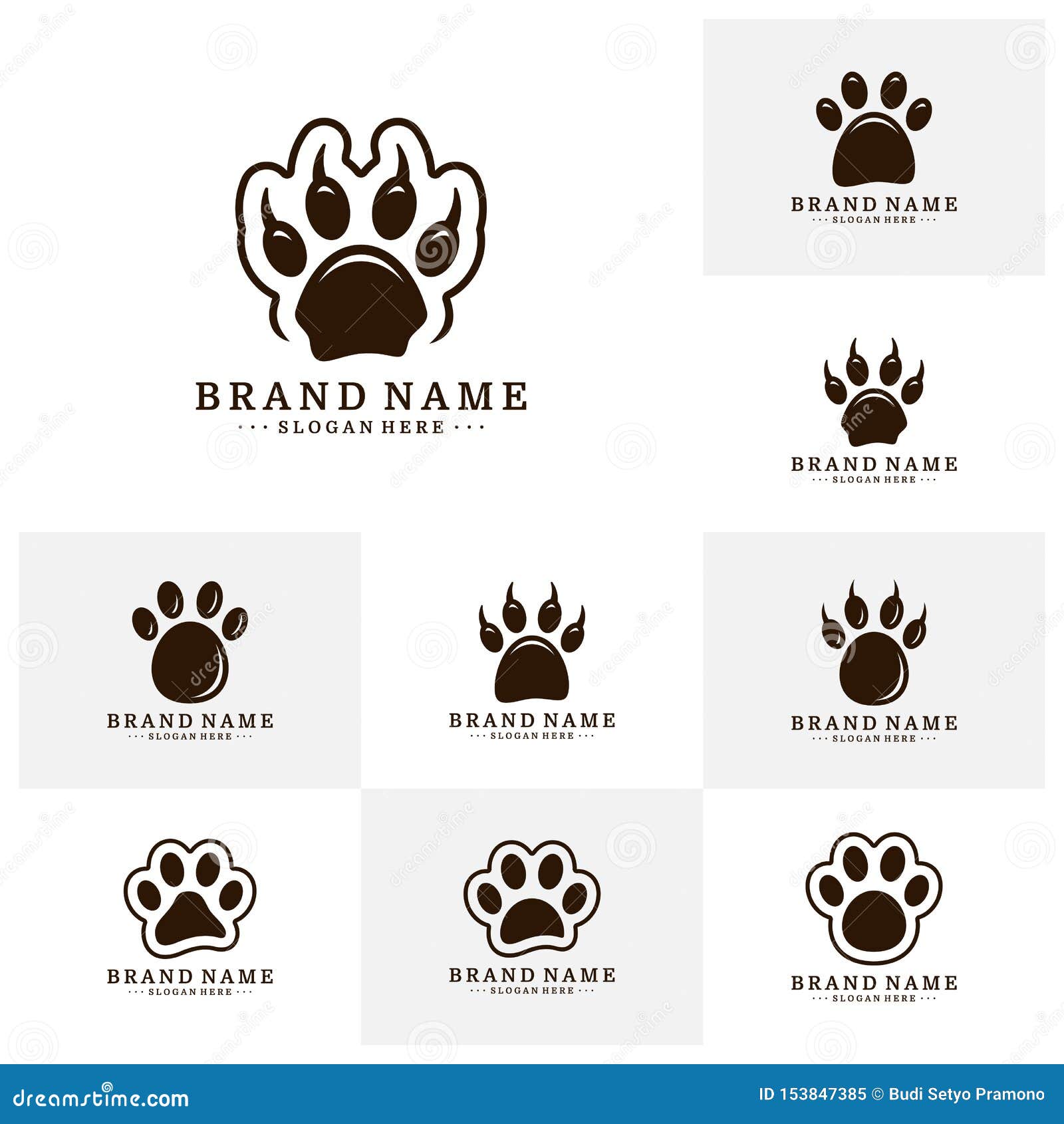Set of Dog Foot Logo Design Vector Template. Dog Icon Logo Vector Stock ...