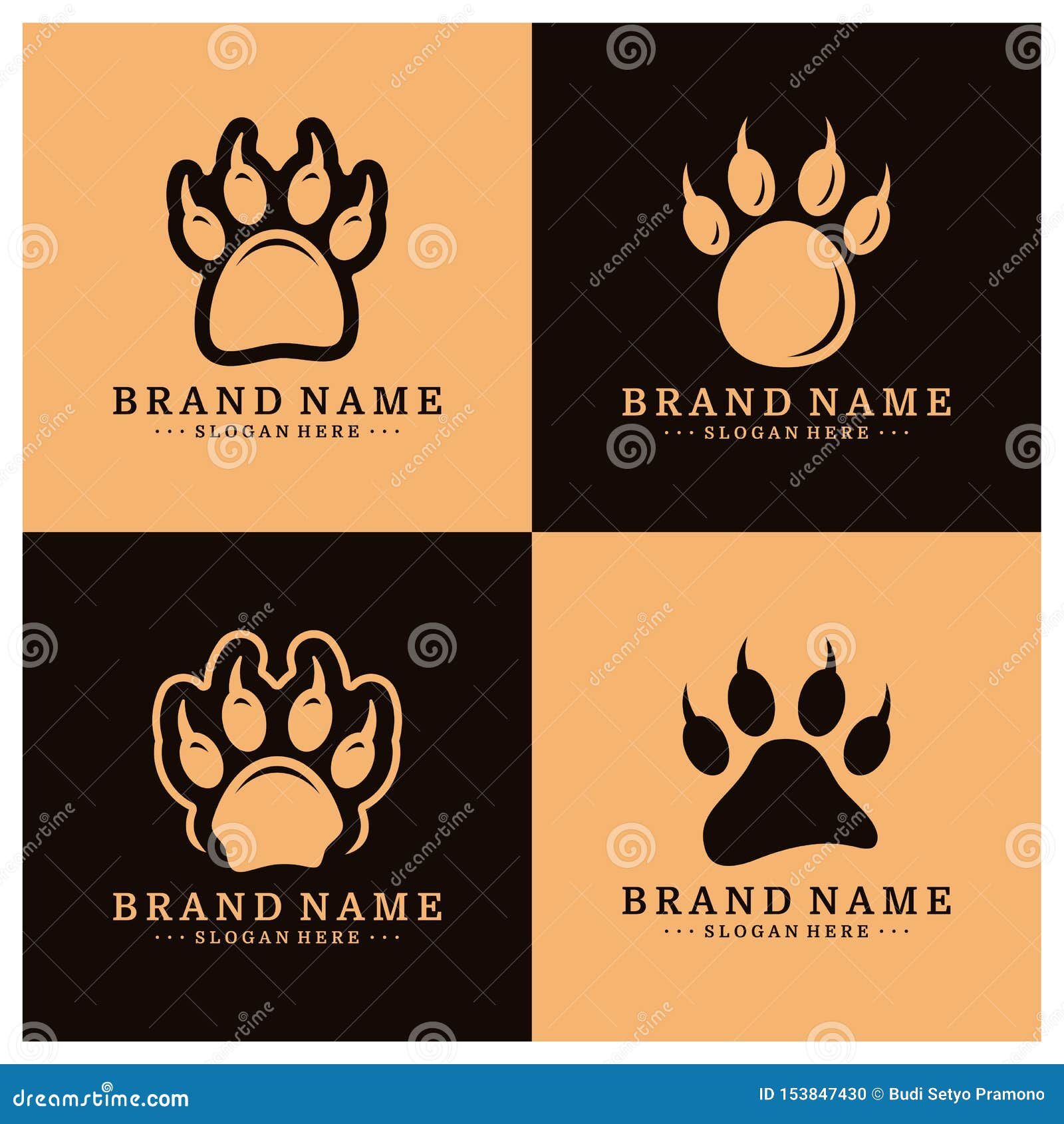 Set of Dog Foot Logo Design Vector Template. Dog Icon Logo Vector Stock ...