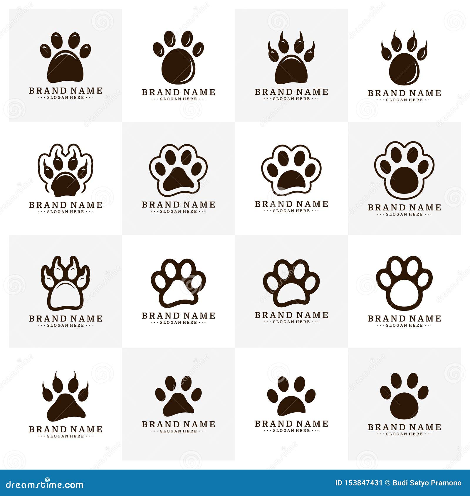 Set of Dog Foot Logo Design Vector Template. Dog Icon Logo Vector Stock ...