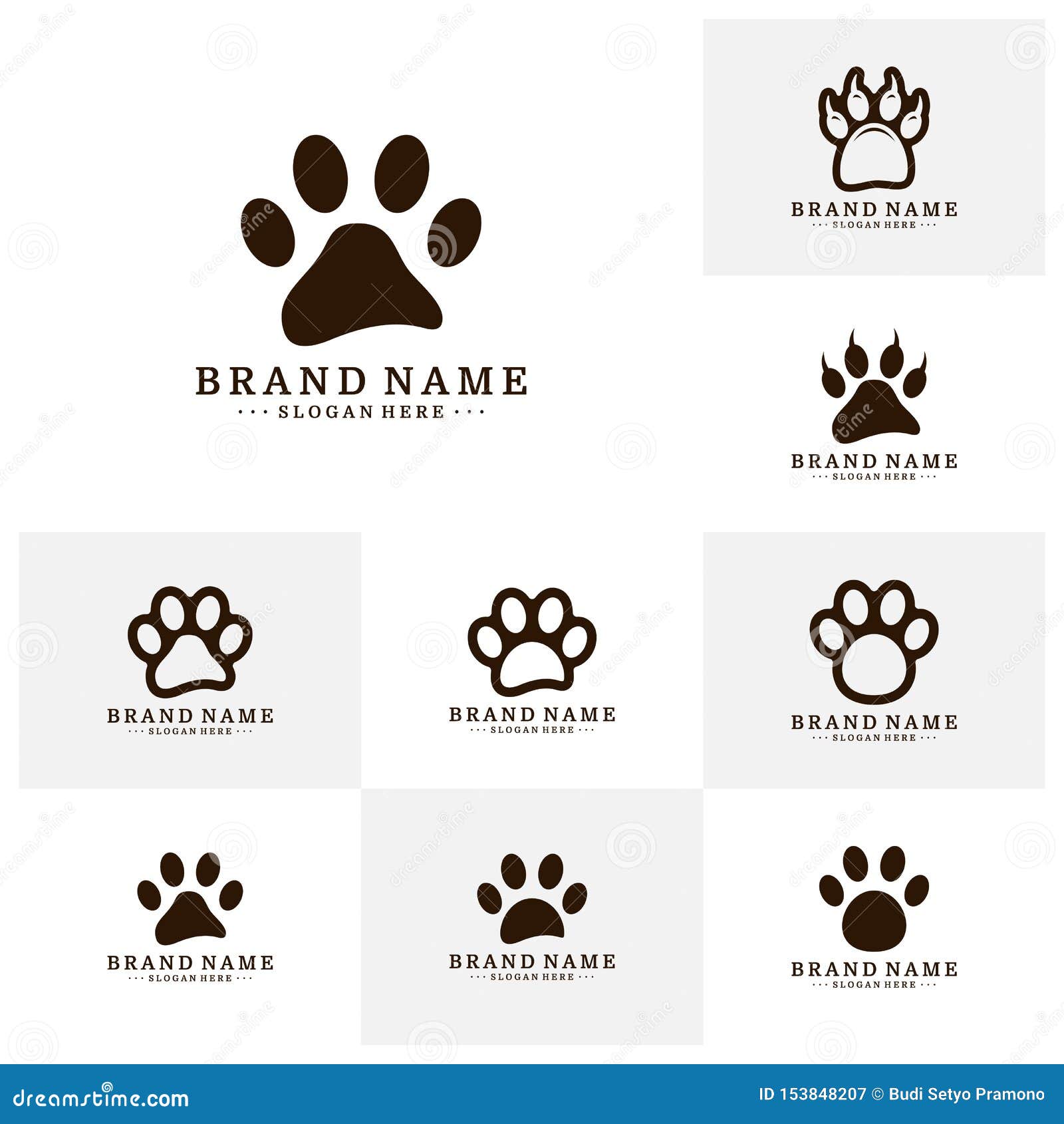 Set of Dog Foot Logo Design Vector Template. Dog Icon Logo Vector Stock ...
