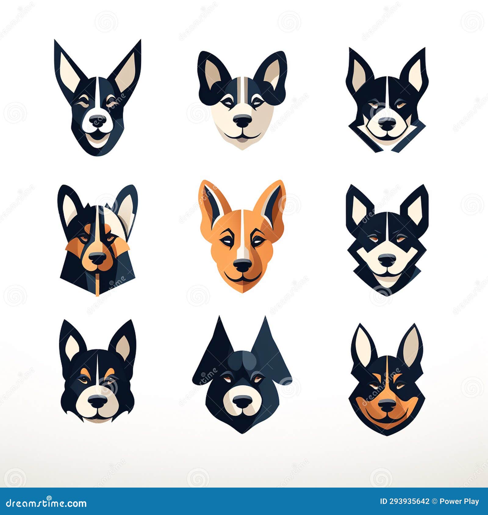 Set of Dog Heads. Different Breeds of Dogs Stock Illustration ...