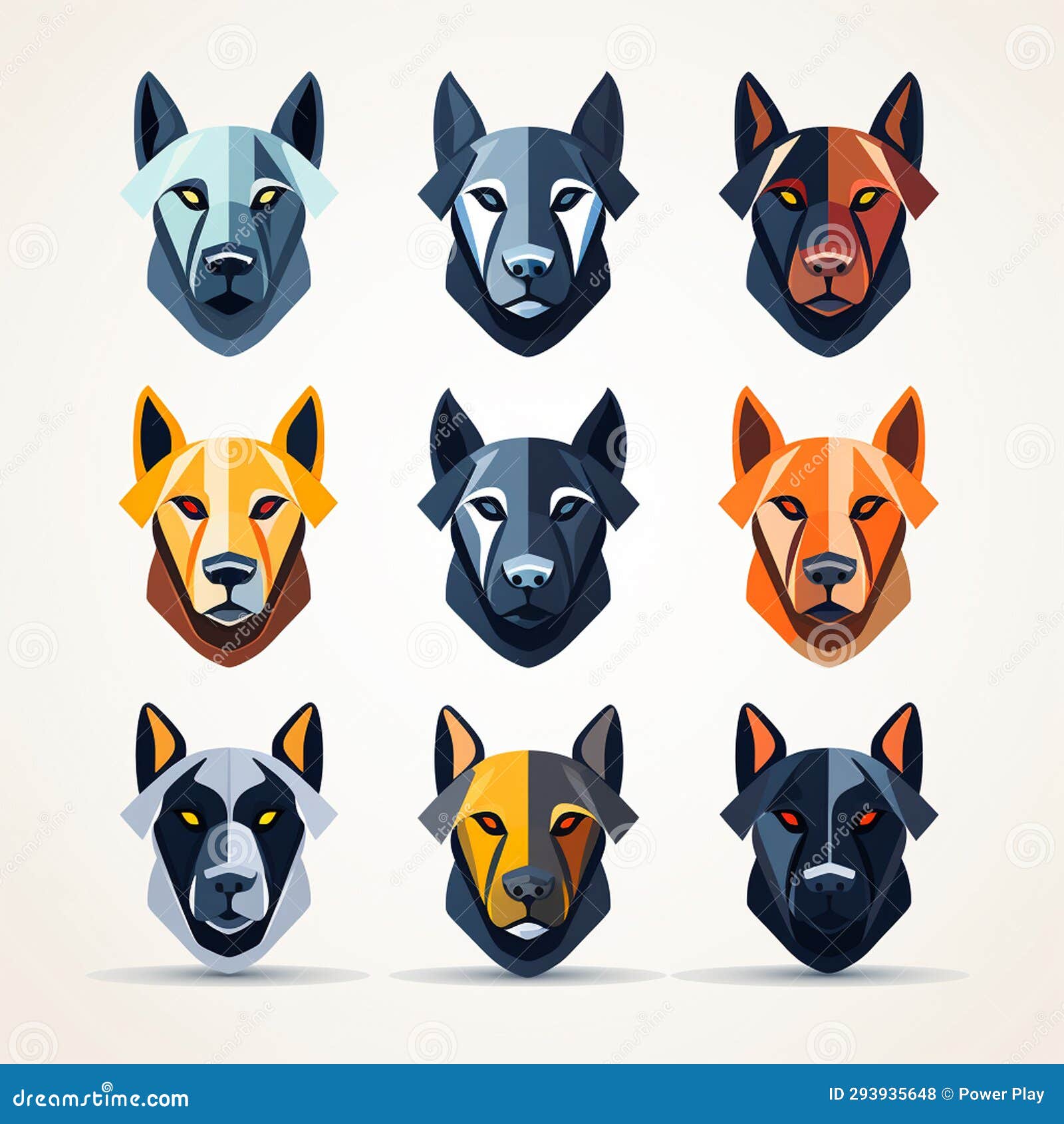 Set of Dog Heads. Different Breeds of Dogs Stock Illustration ...
