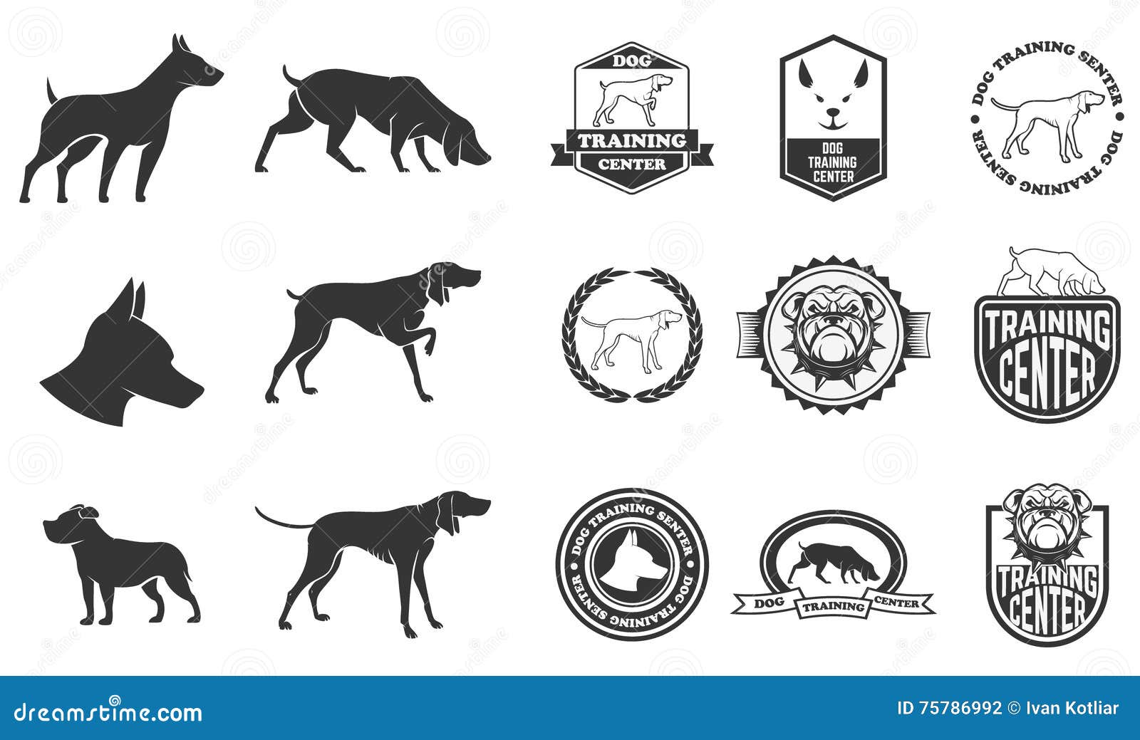 Set of Dog Icons, Labels and Design Elements. Stock Vector ...