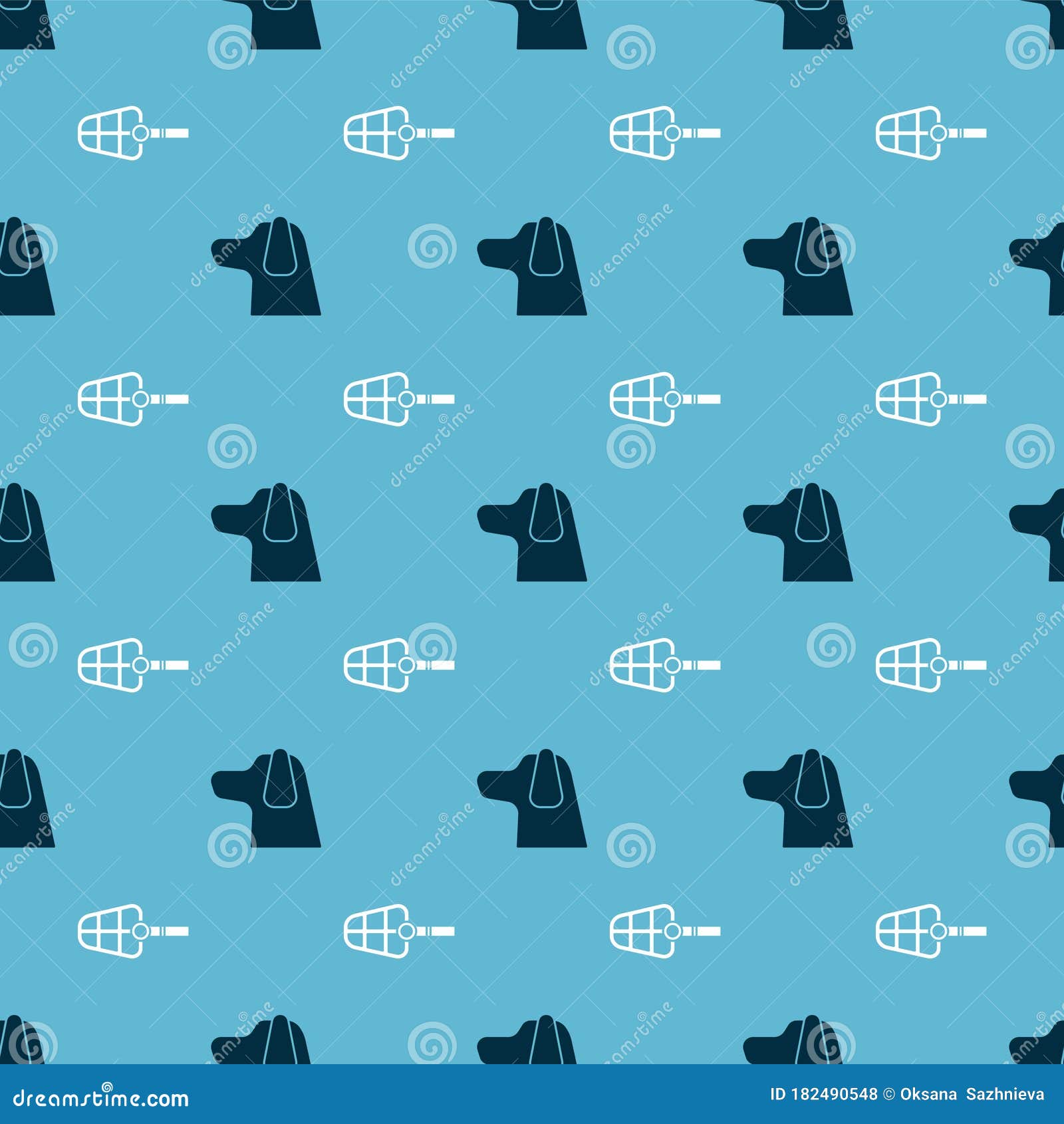 Set Dog and Dog Muzzle on Seamless Pattern Stock Illustration ...
