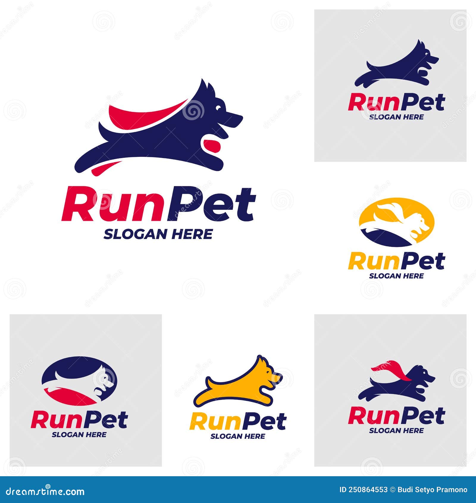 Set of Dog Run Logo Design Template. Dog Logo Concept Vector Stock ...