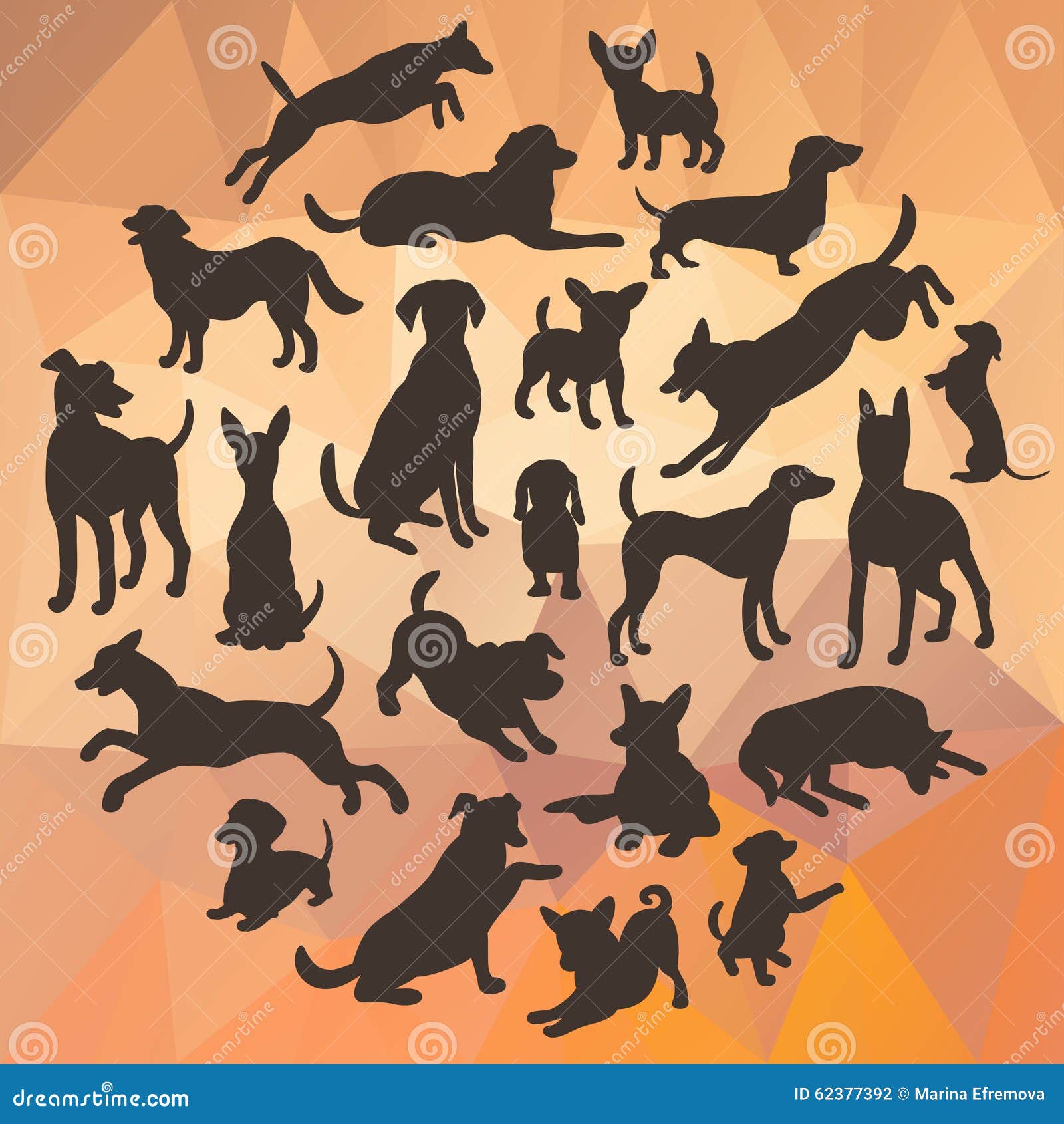 Set Of Dogs Silhouette. Collection Of Vector Silhouette In Circle ...