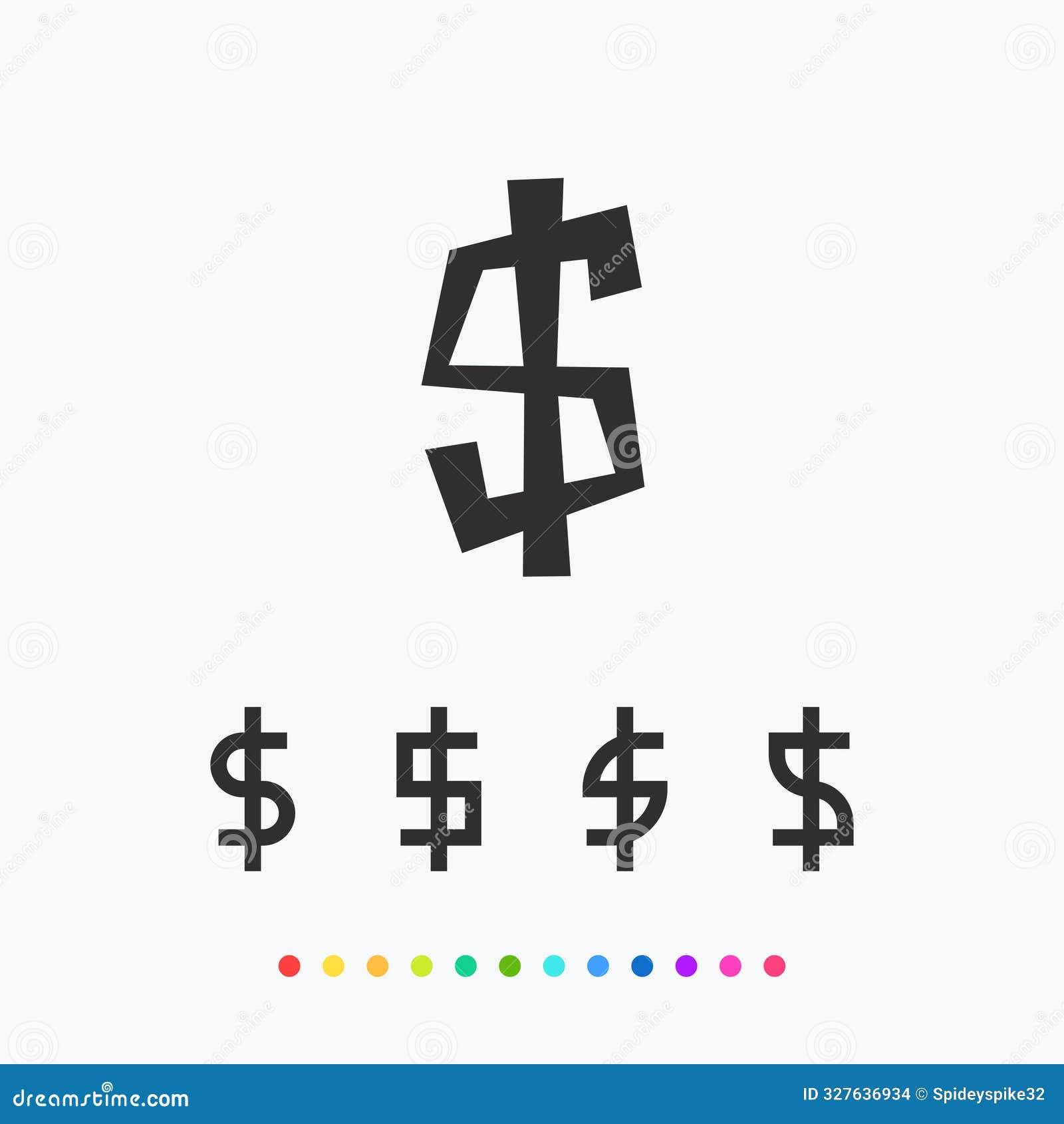 A Set of Dollar Sign with Various Shape. Isolated Vector Illustration ...