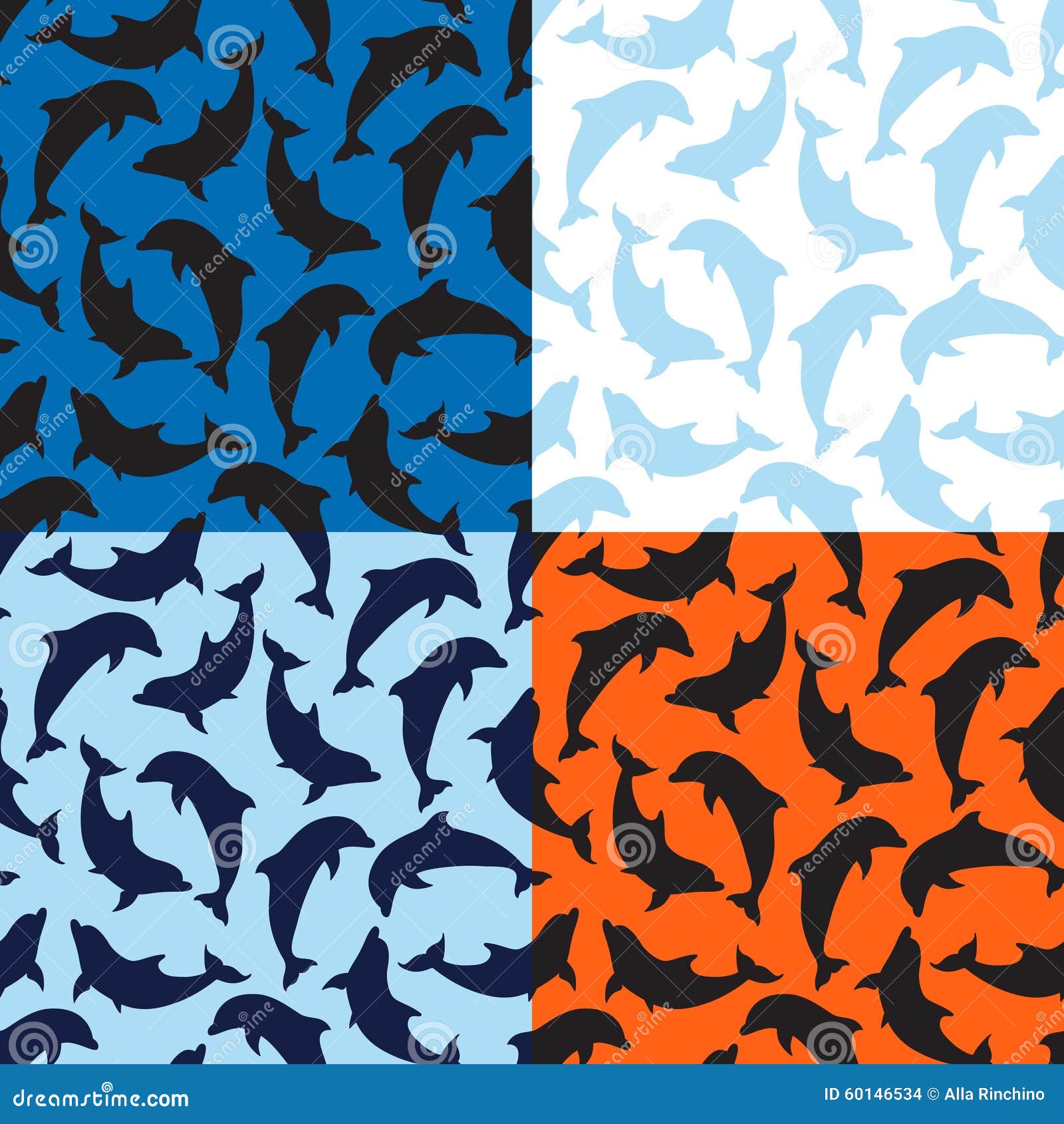 Set of Dolphins Patterns stock vector. Illustration of dolphin - 60146534