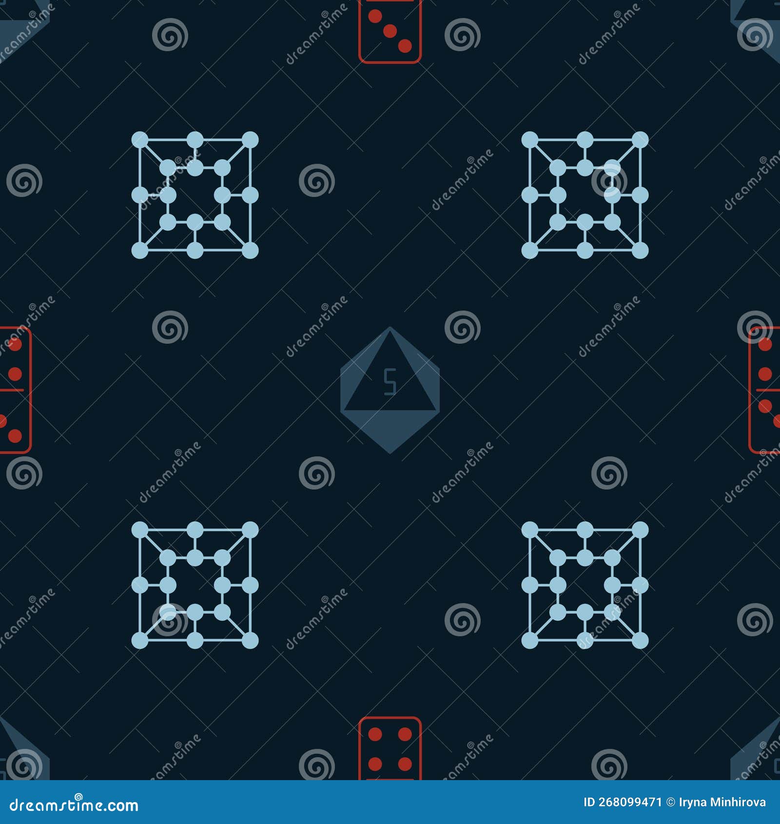 Set Domino, Game Dice and Board Game on Seamless Pattern. Vector Stock ...