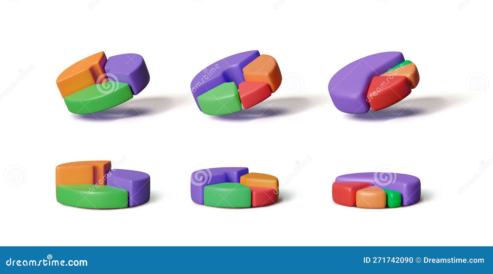 Set of Donut Charts. 3D Circular Diagrams for Infographics Concept and ... Set of Donut Charts. 3D Circular Diagrams for Infographics Concept and ...