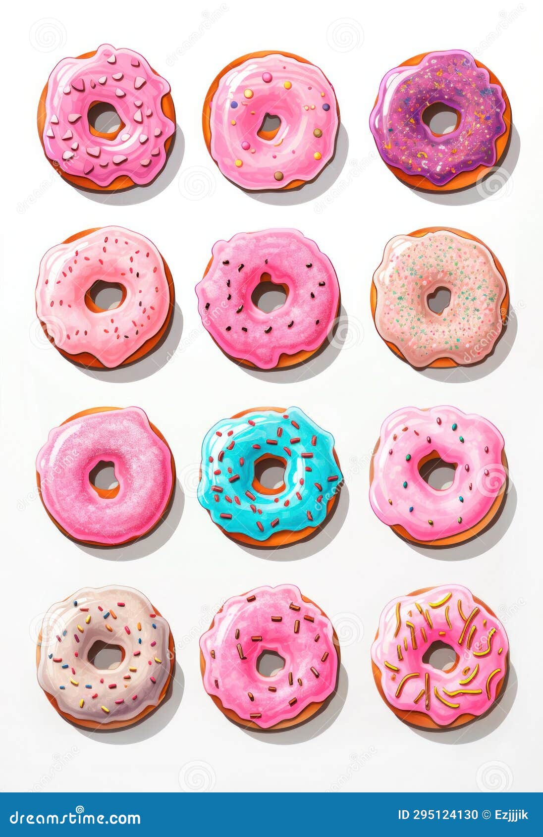 Set of Donut Design Elements for a Planner or Sticker on a White ...