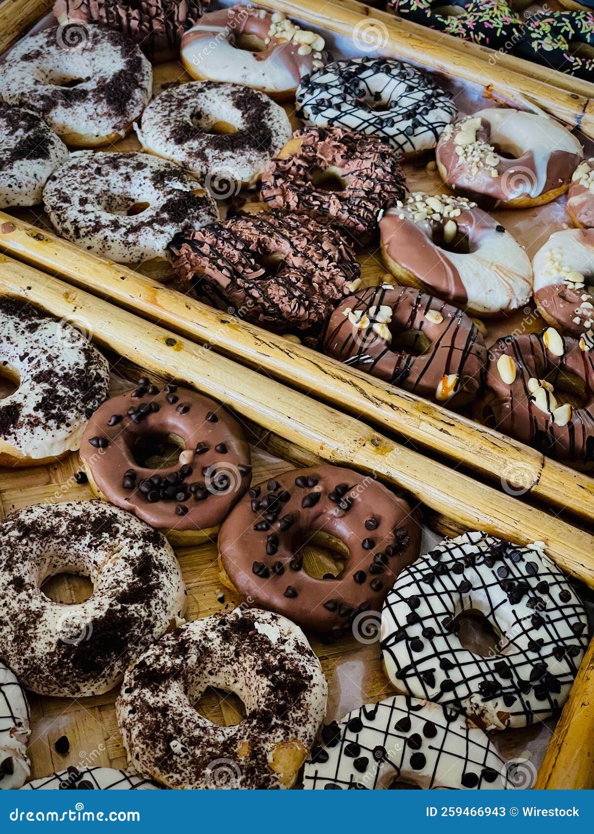 Set of Donuts Covered by Chocolate, Vertical Stock Image - Image of ...