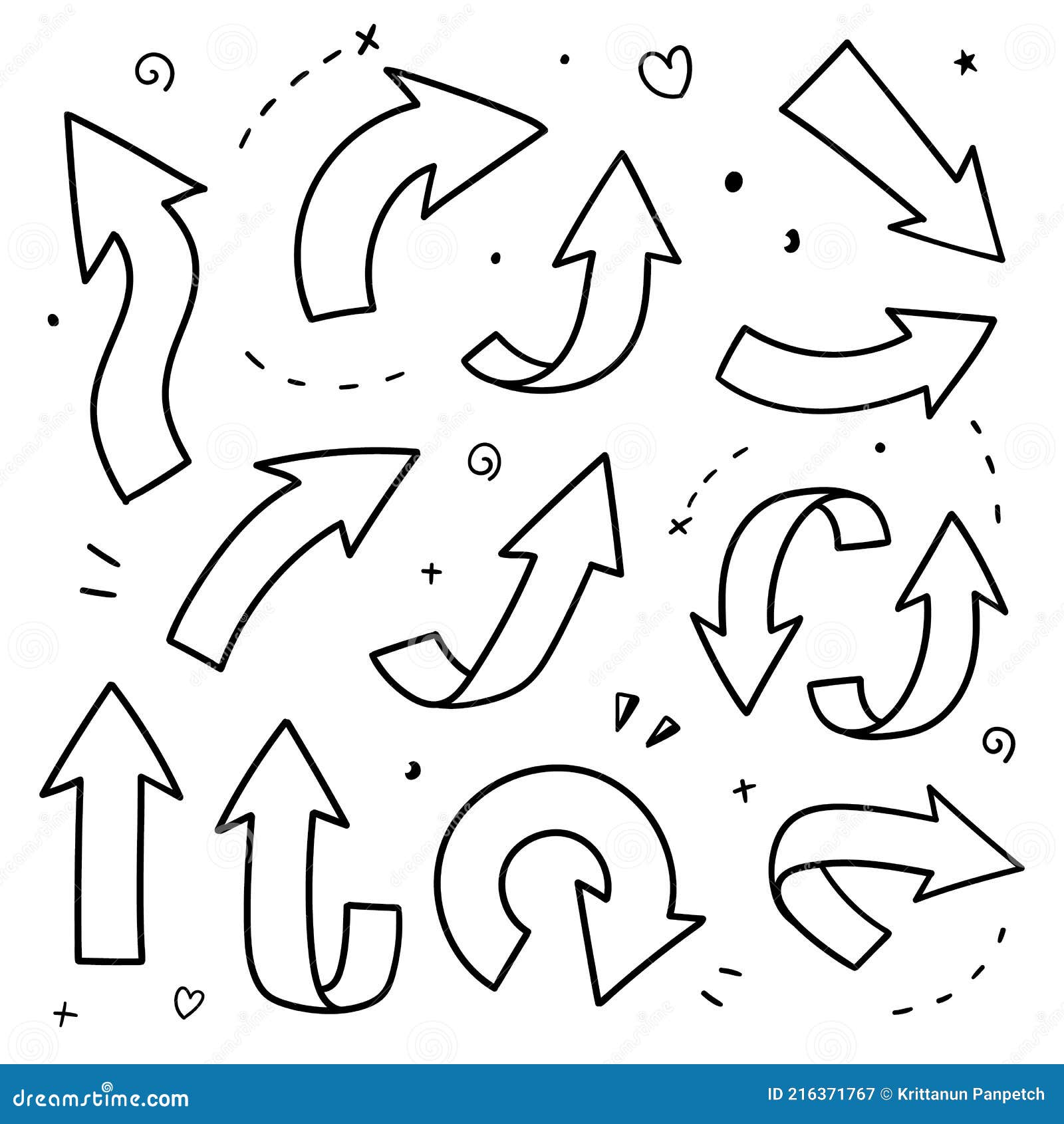Set of Doodle Arrow. Vector Illustration Stock Vector - Illustration of ...