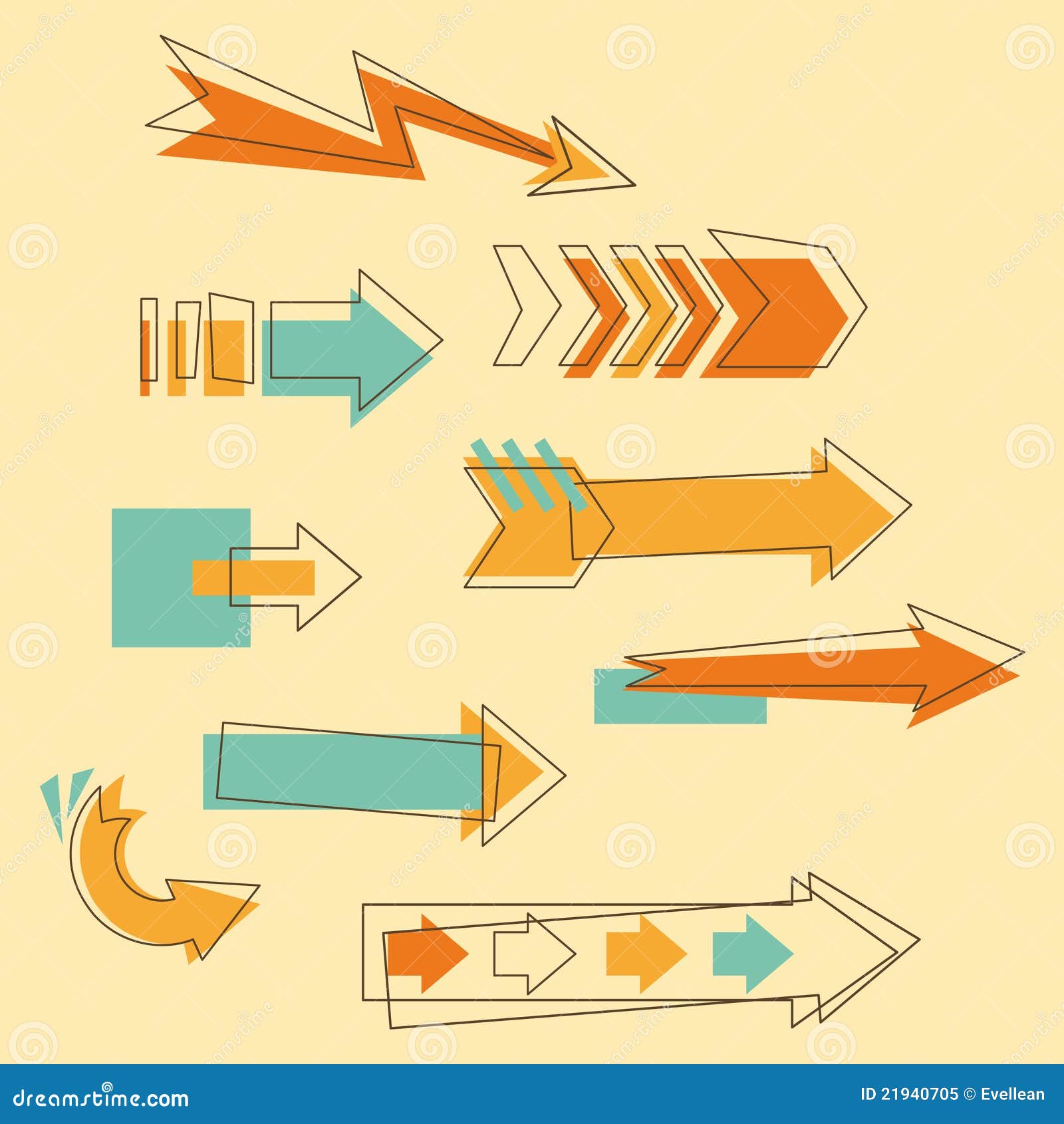 Doodle Arrows Different Shapes. Vector Illustrations Of Cartoon Style ...