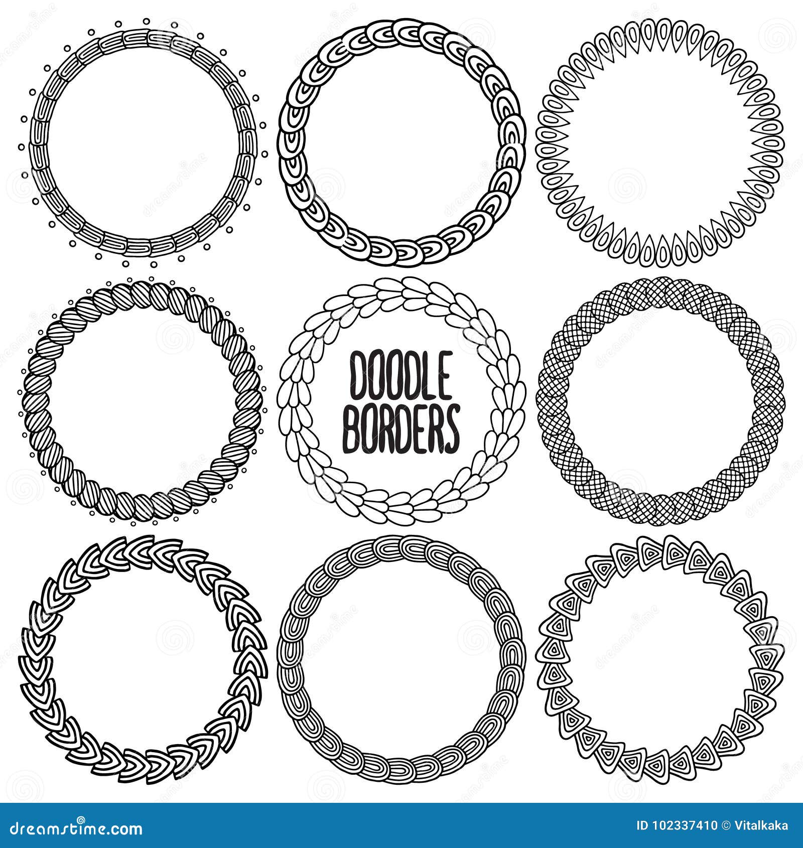 Set with doodle borders stock vector. Illustration of decorative ...
