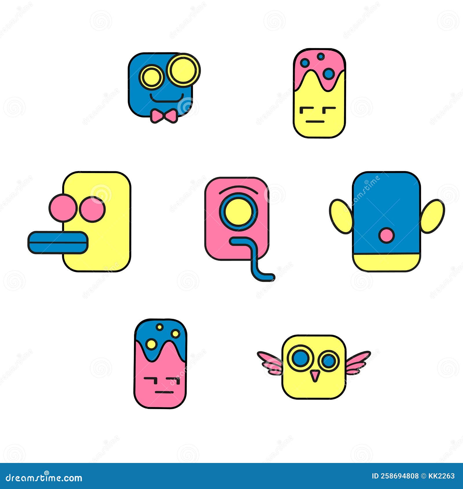 Set of doodle characters stock vector. Illustration of character ...