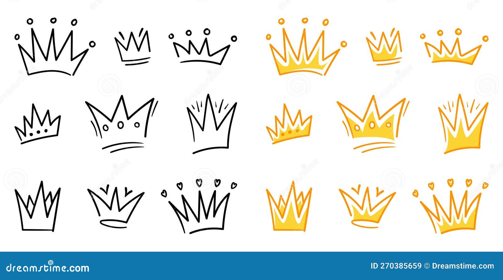 Set of Doodle Crown Sketch, Hand Drawn Style Stock Vector ... Set of Doodle Crown Sketch, Hand Drawn Style Stock Vector ...
