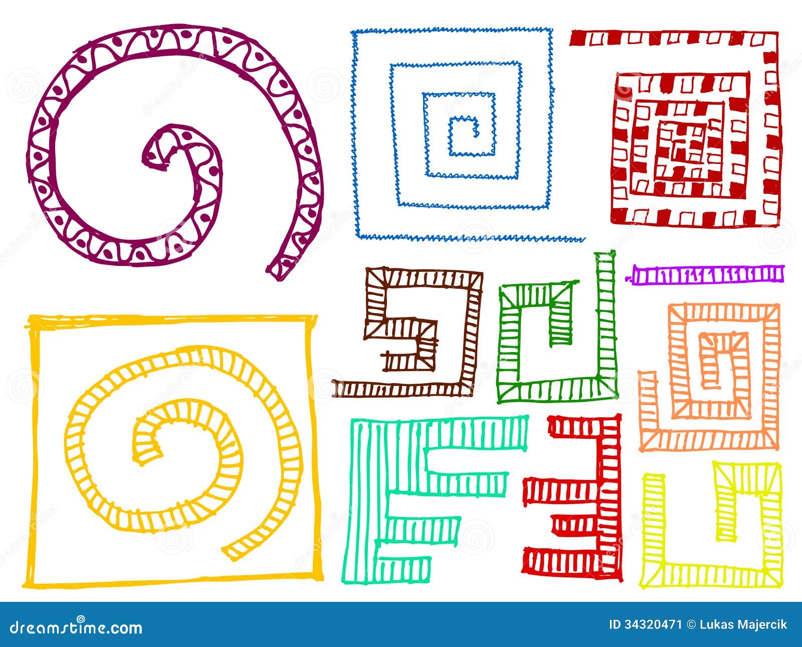 Set of Doodle Design Elements Stock Vector - Illustration of flower ...