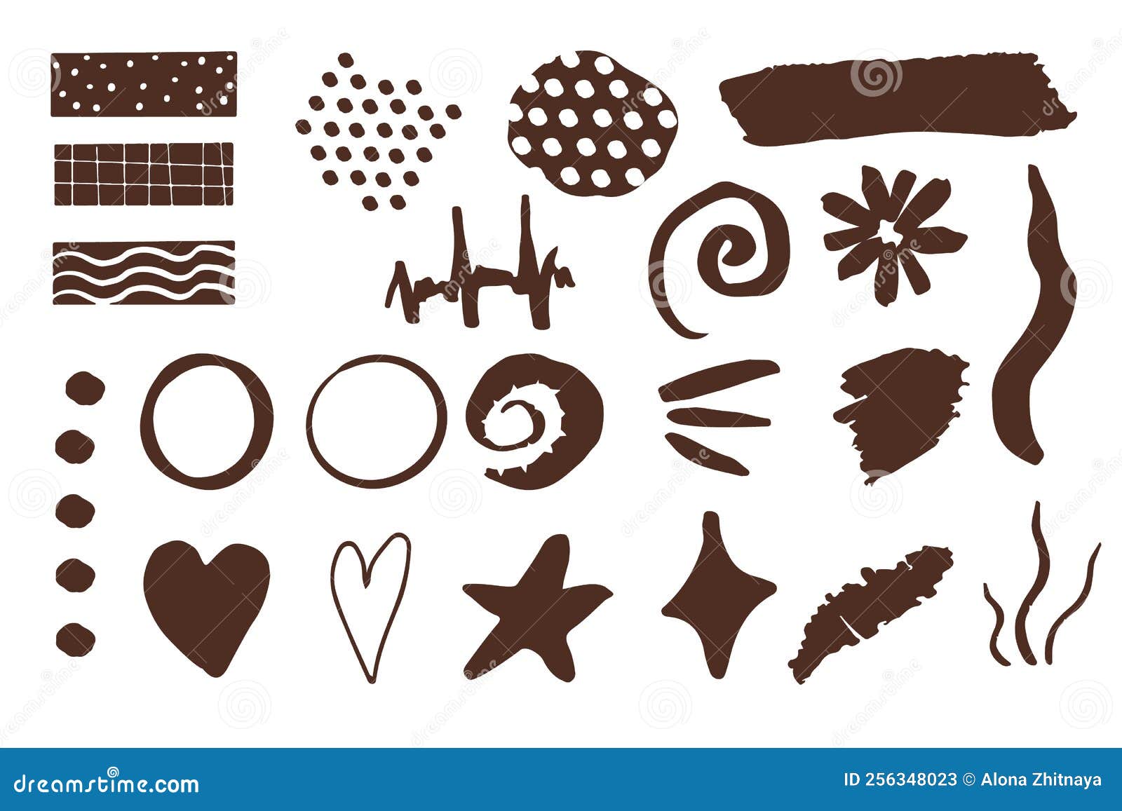 Set Doodle Design Elements, Decorations Abstract Free Hand Brush ...