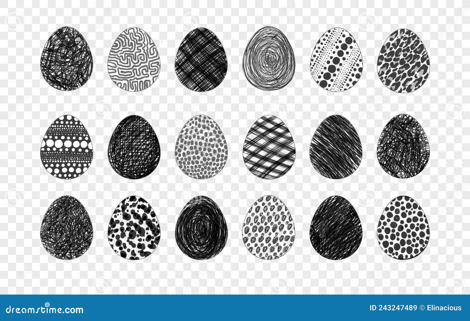 Set of Doodle Easter Eggs. Vector Illustration Stock Vector ...
