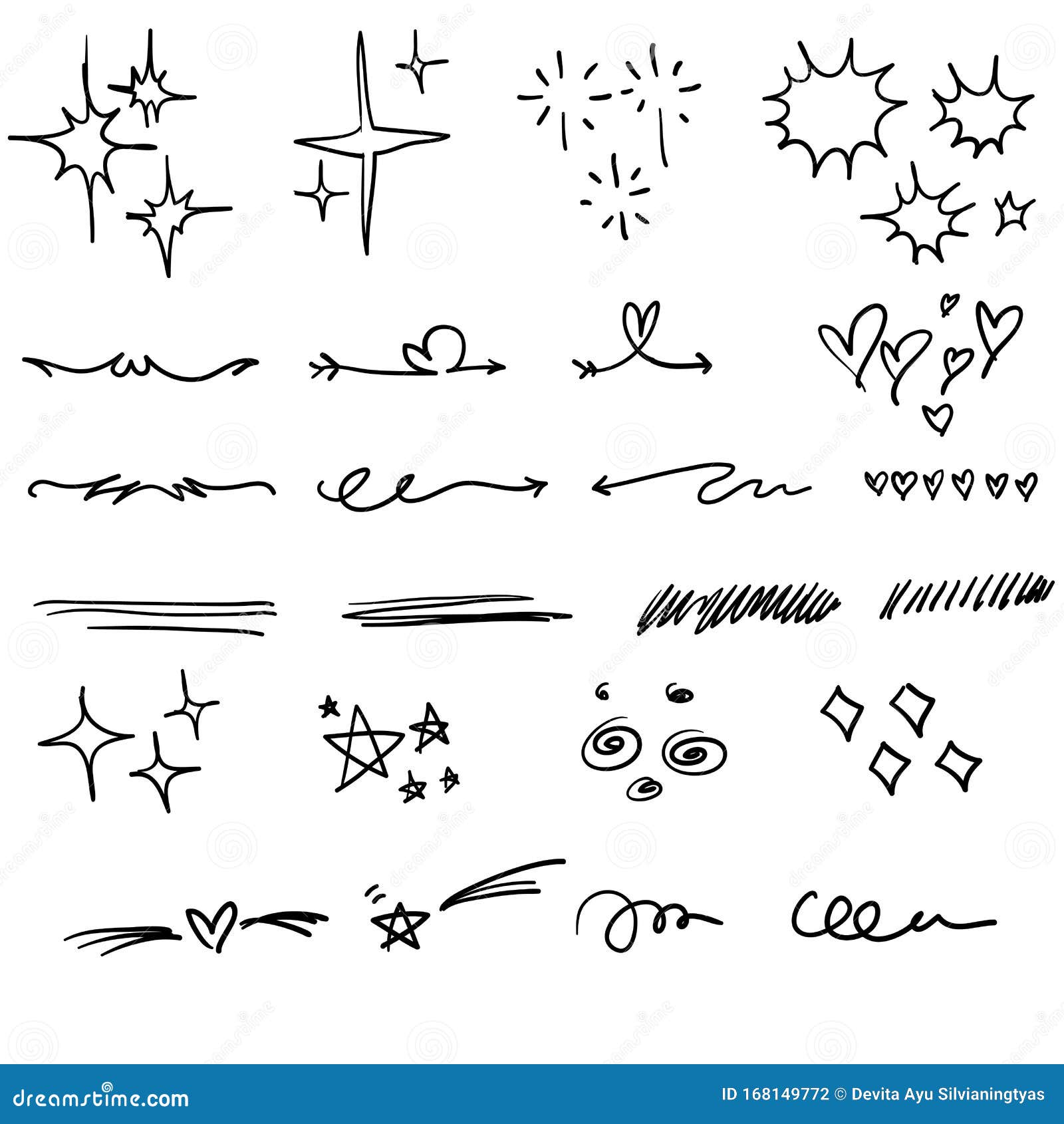 Set of Doodle Elements Collection Handdrawn Style Vector Stock Vector ...