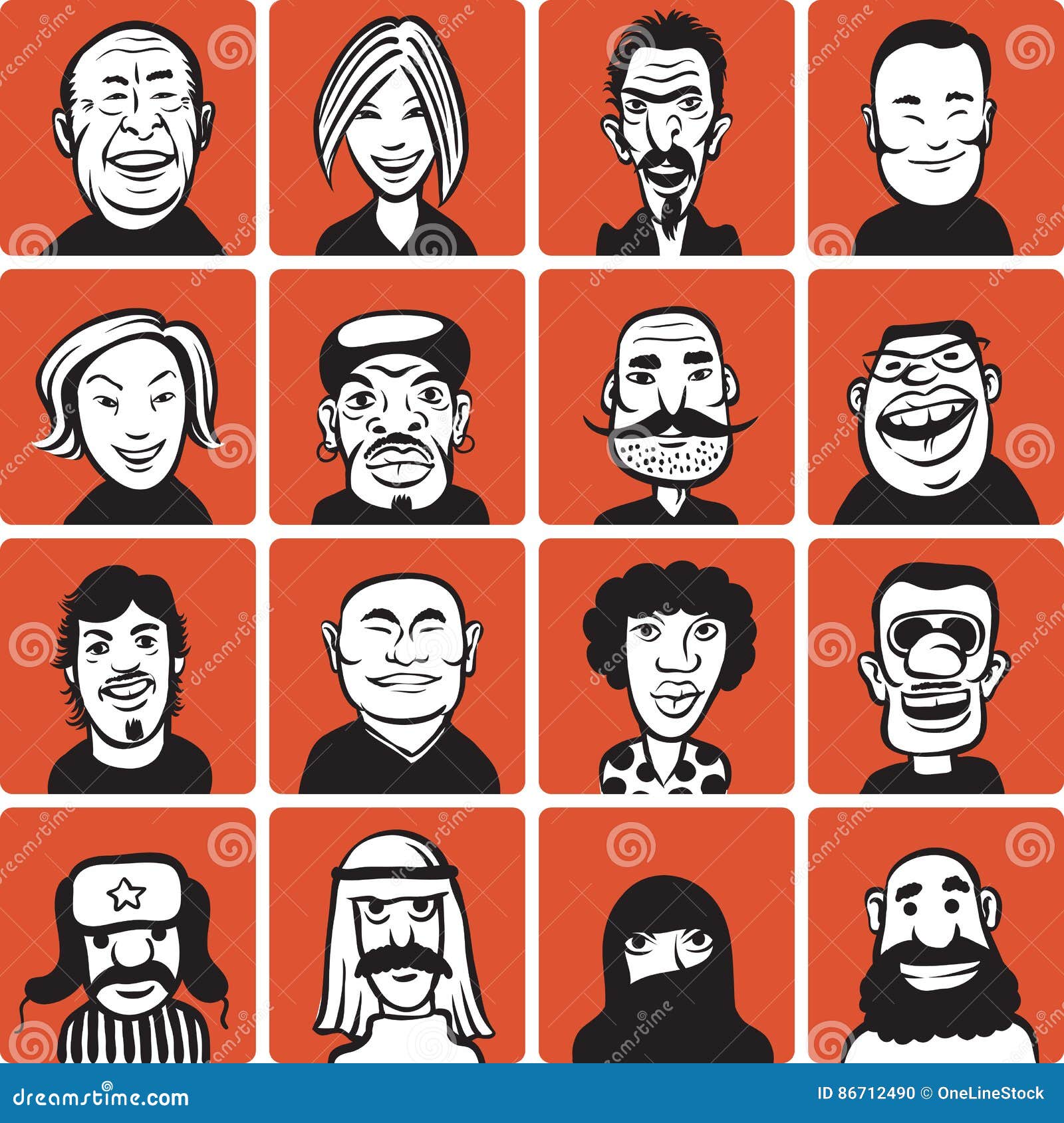 Set of doodle faces stock vector. Illustration of freak - 86712490