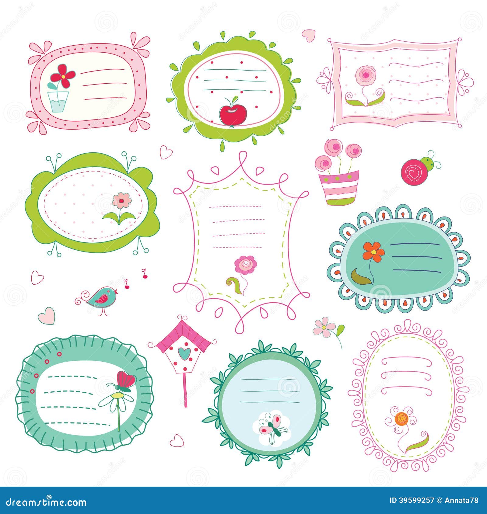 Set of doodle frames stock vector. Illustration of hand - 39599257
