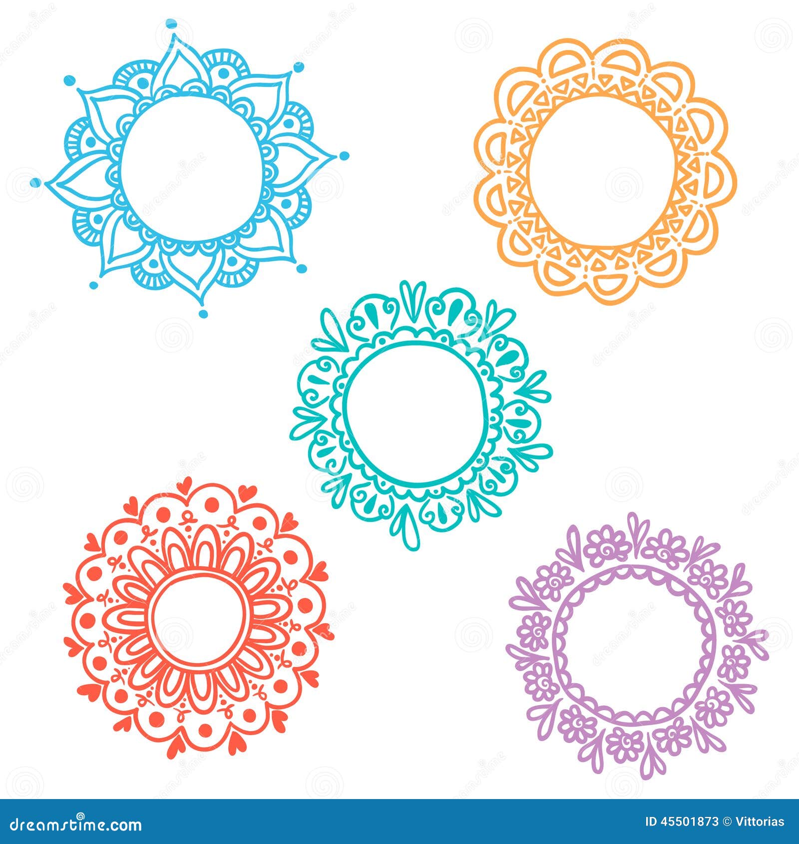 Set of doodle frames. stock vector. Illustration of decoration - 45501873