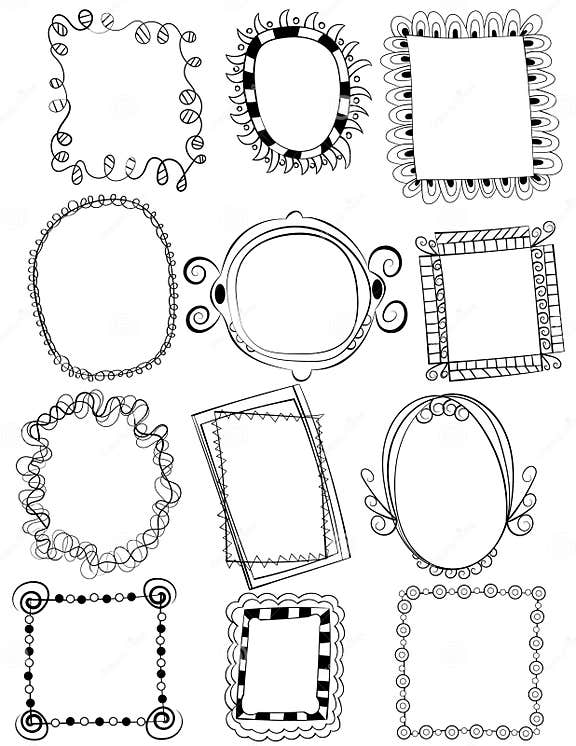 Set of Doodle Frames with No Fill Stock Vector - Illustration of design ...