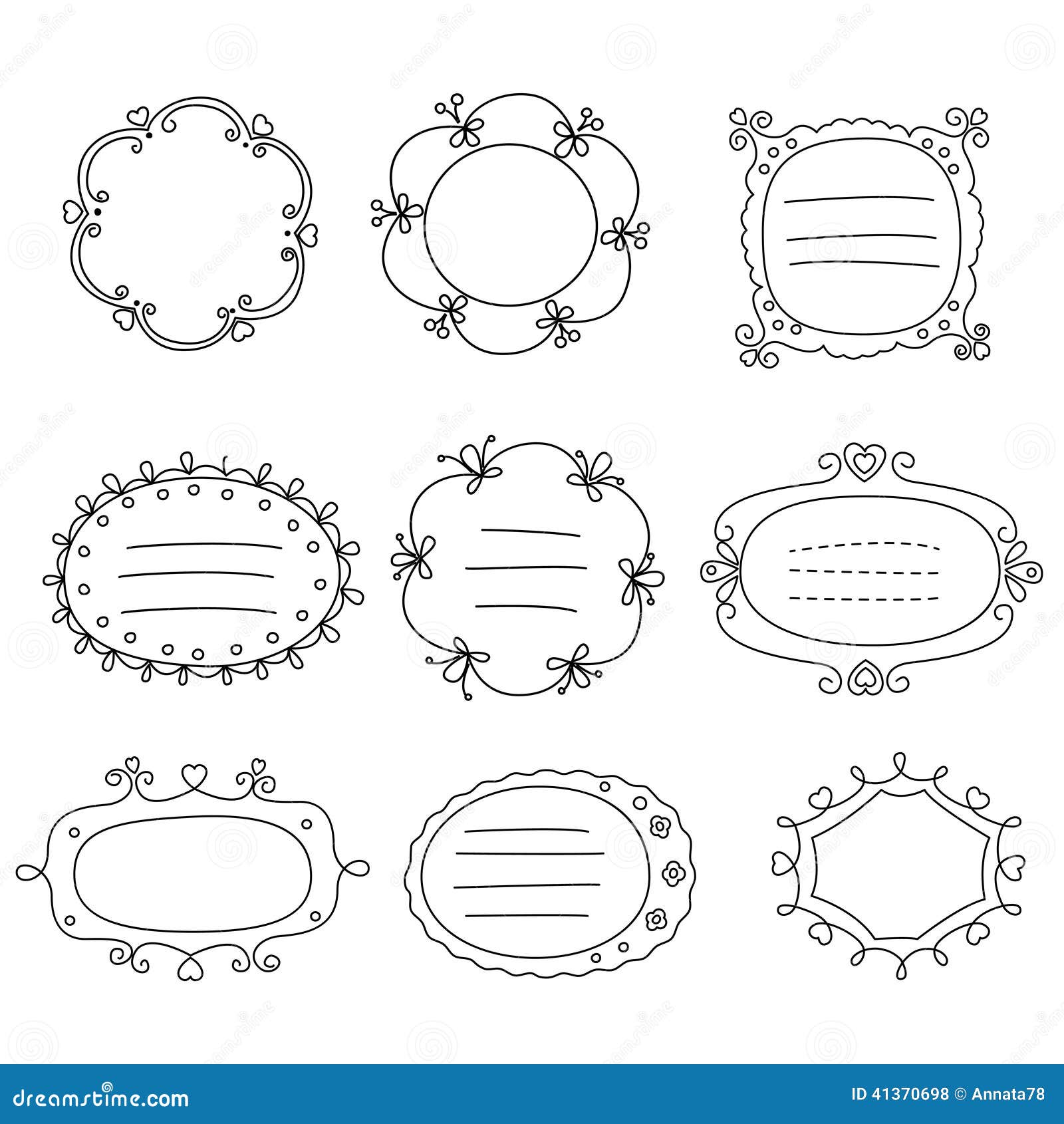 Set of doodle frames stock vector. Illustration of doodle - 41370698