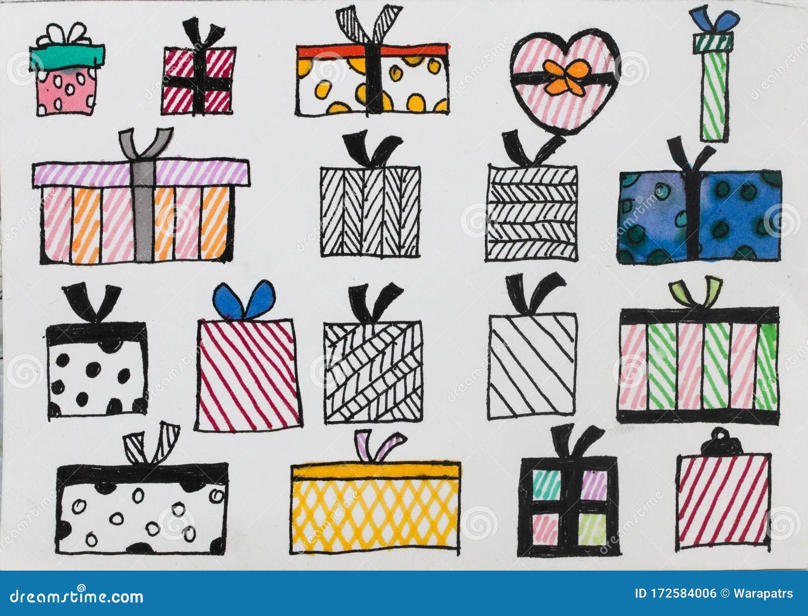 Set of Doodle Gift Box Doodle Style Stock Illustration - Illustration ...