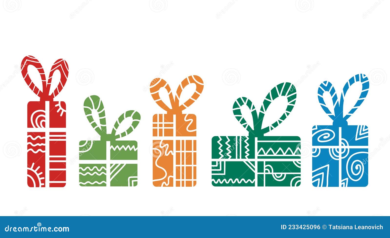 Set of Doodle Gift Boxes. Vector Illustration Isolated. Stock Vector ...