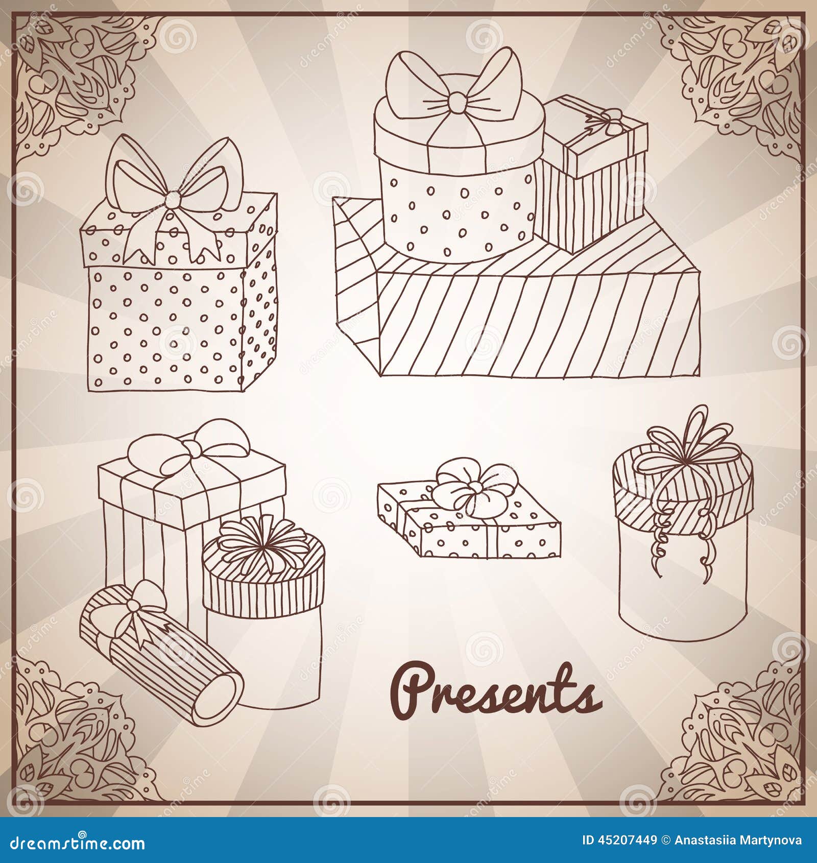 Set of Doodle Hand Drawing Presents and Gifts Stock Vector ...