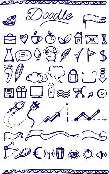 Set of doodle icons stock vector. Illustration of internet - 46201583
