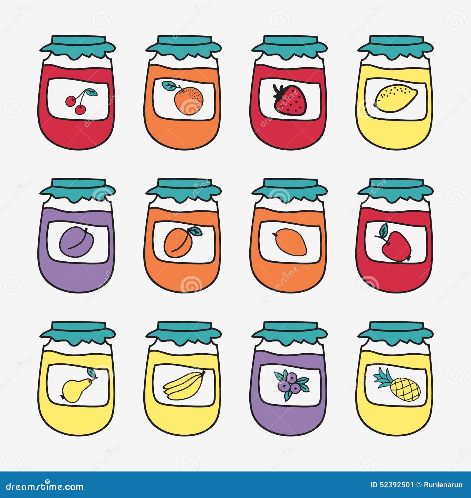 Set of Doodle Jars with Jam. Hand-drawn Vector Stock Vector ...