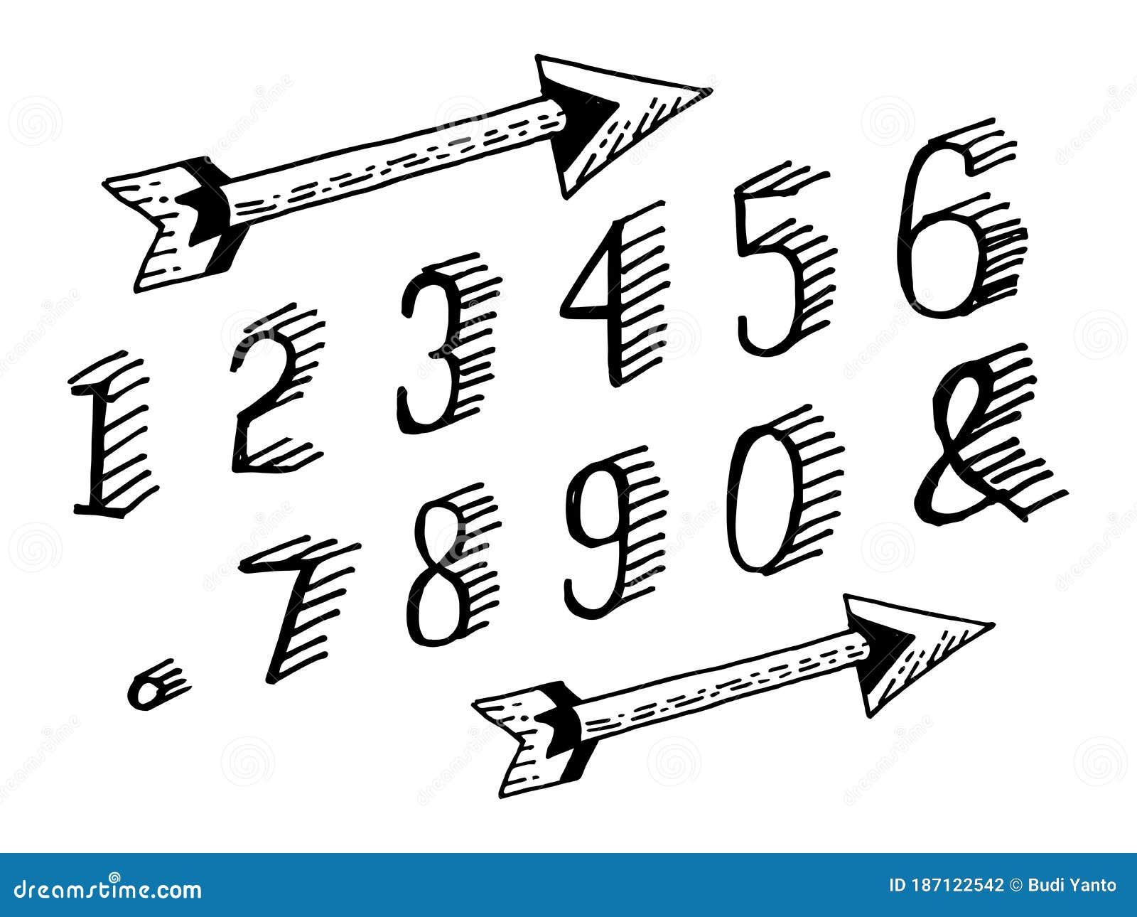 Set of Doodle Number Vector. Sketch Style Figures Stock Vector ...