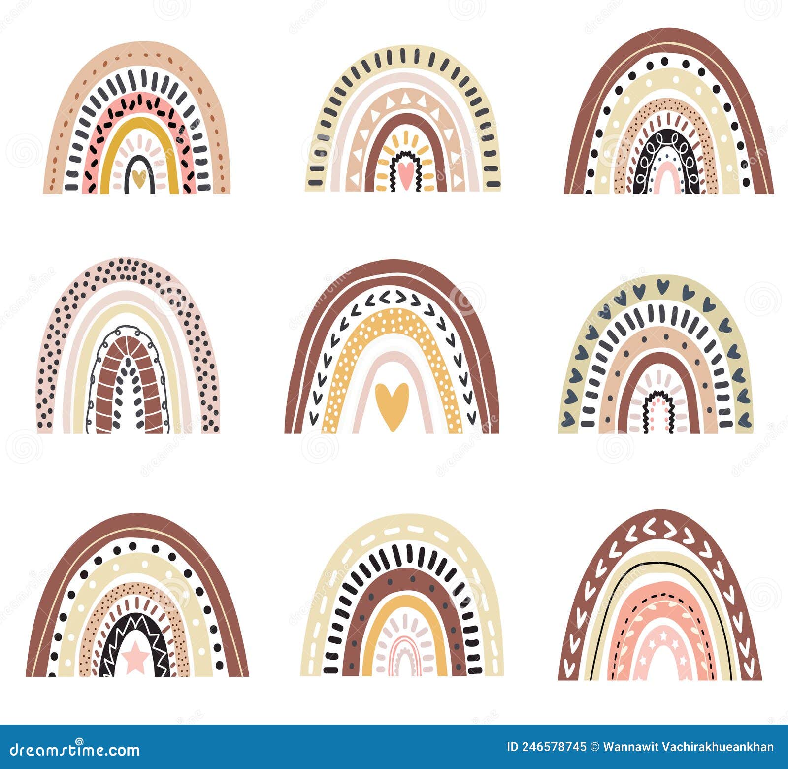 Set of Doodle Rainbow Vector Stock Vector - Illustration of color, blue ...