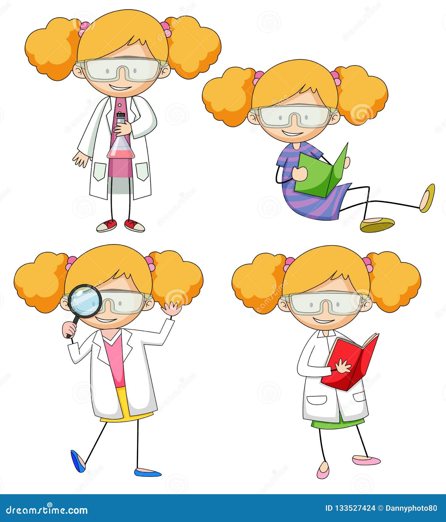 Set of doodle scientist stock vector. Illustration of tube - 133527424