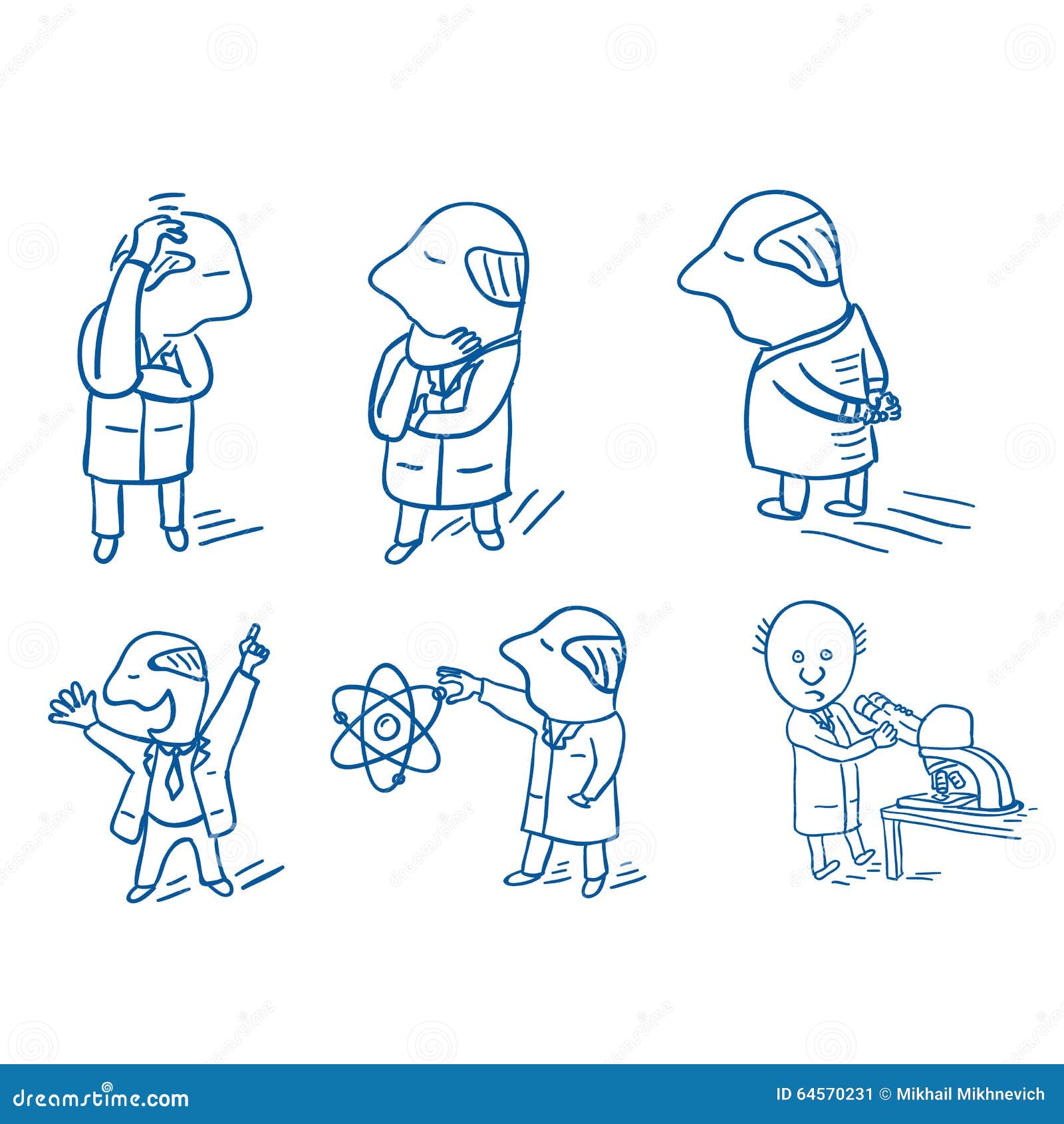 A set of doodle scientists stock vector. Illustration of science - 64570231