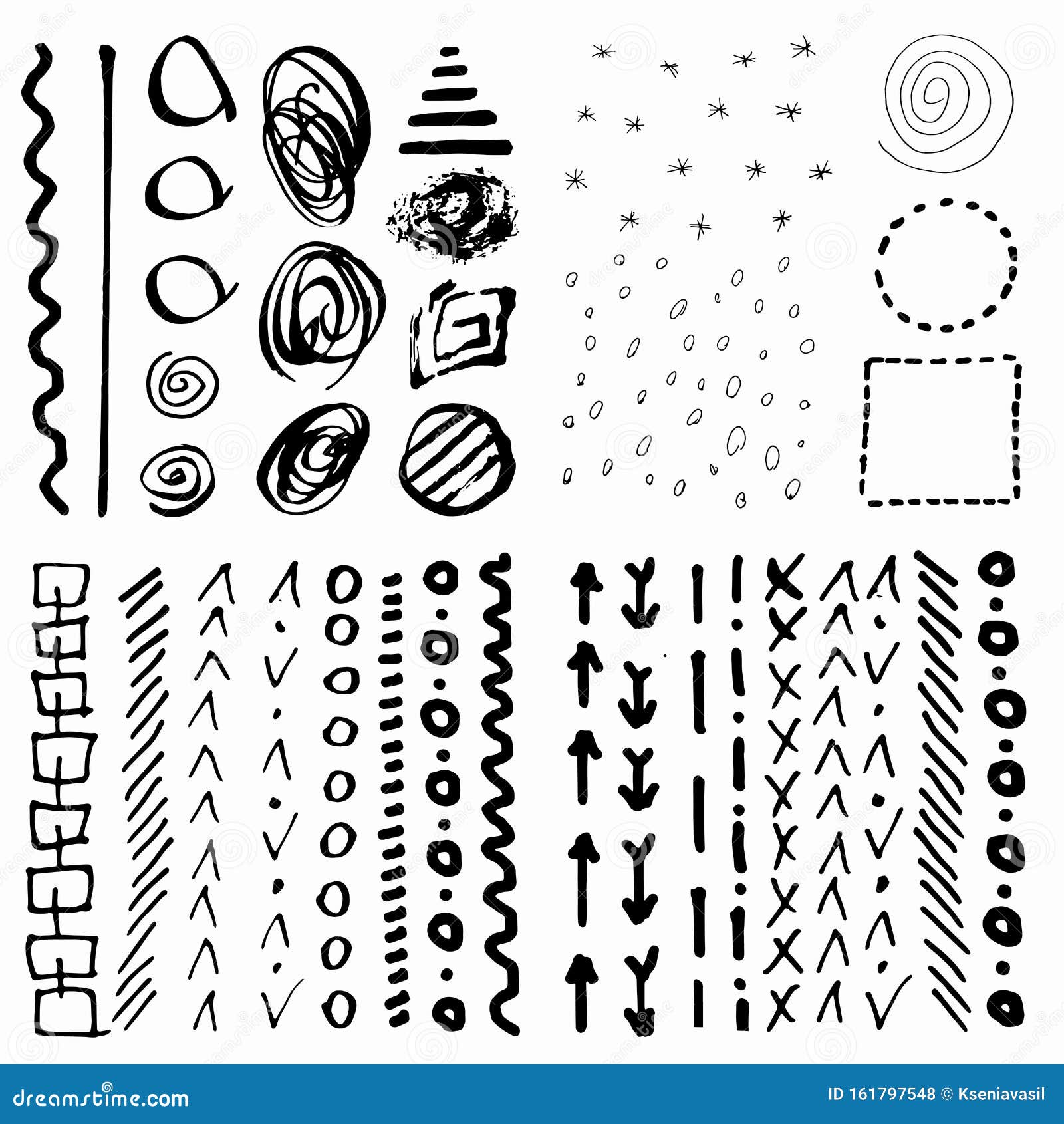 Set doodle scribble stock vector. Illustration of handdrawn - 161797548