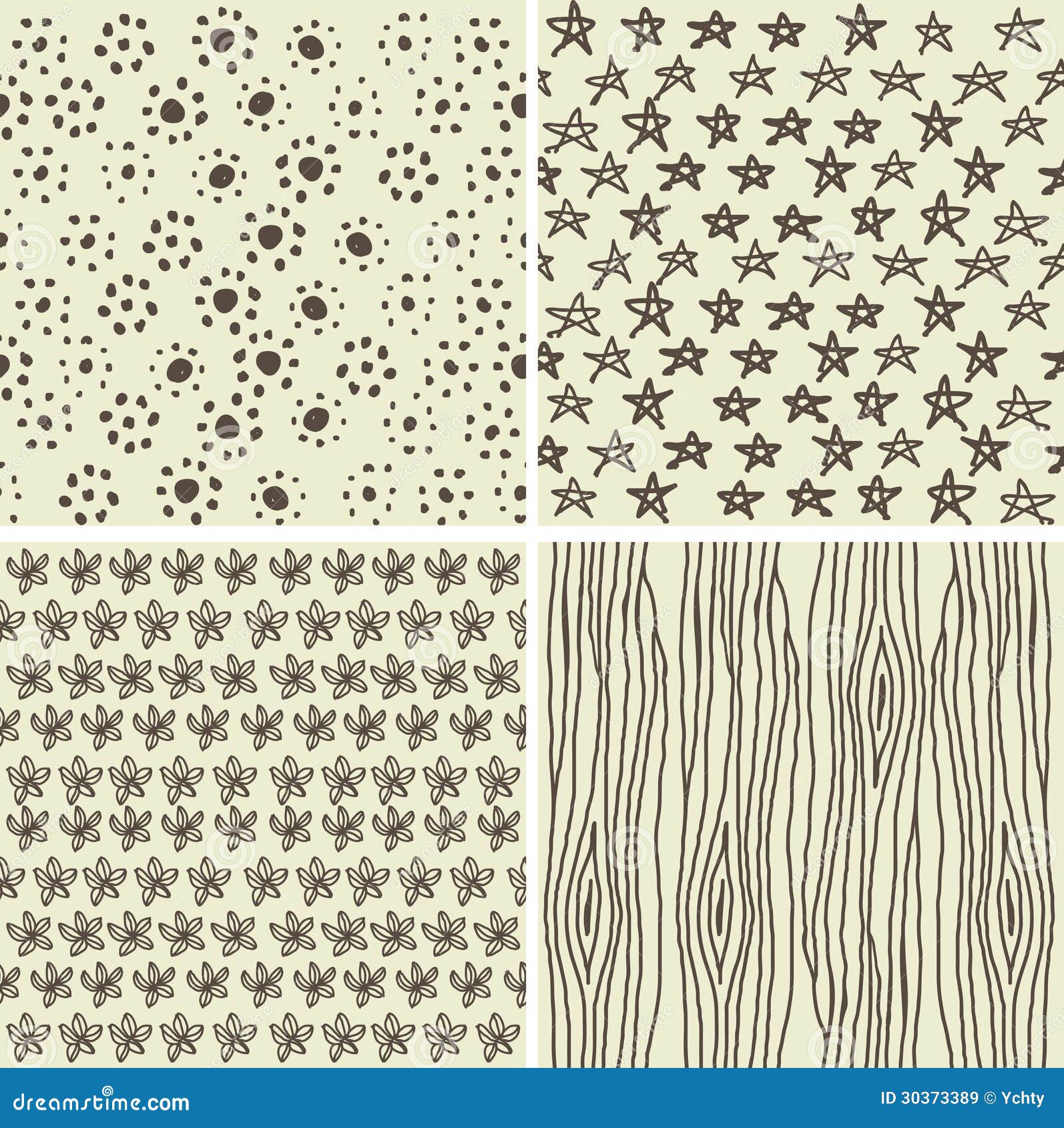 Set of 4 Doodle Seamless Patterns Stock Vector - Illustration of drawn ...