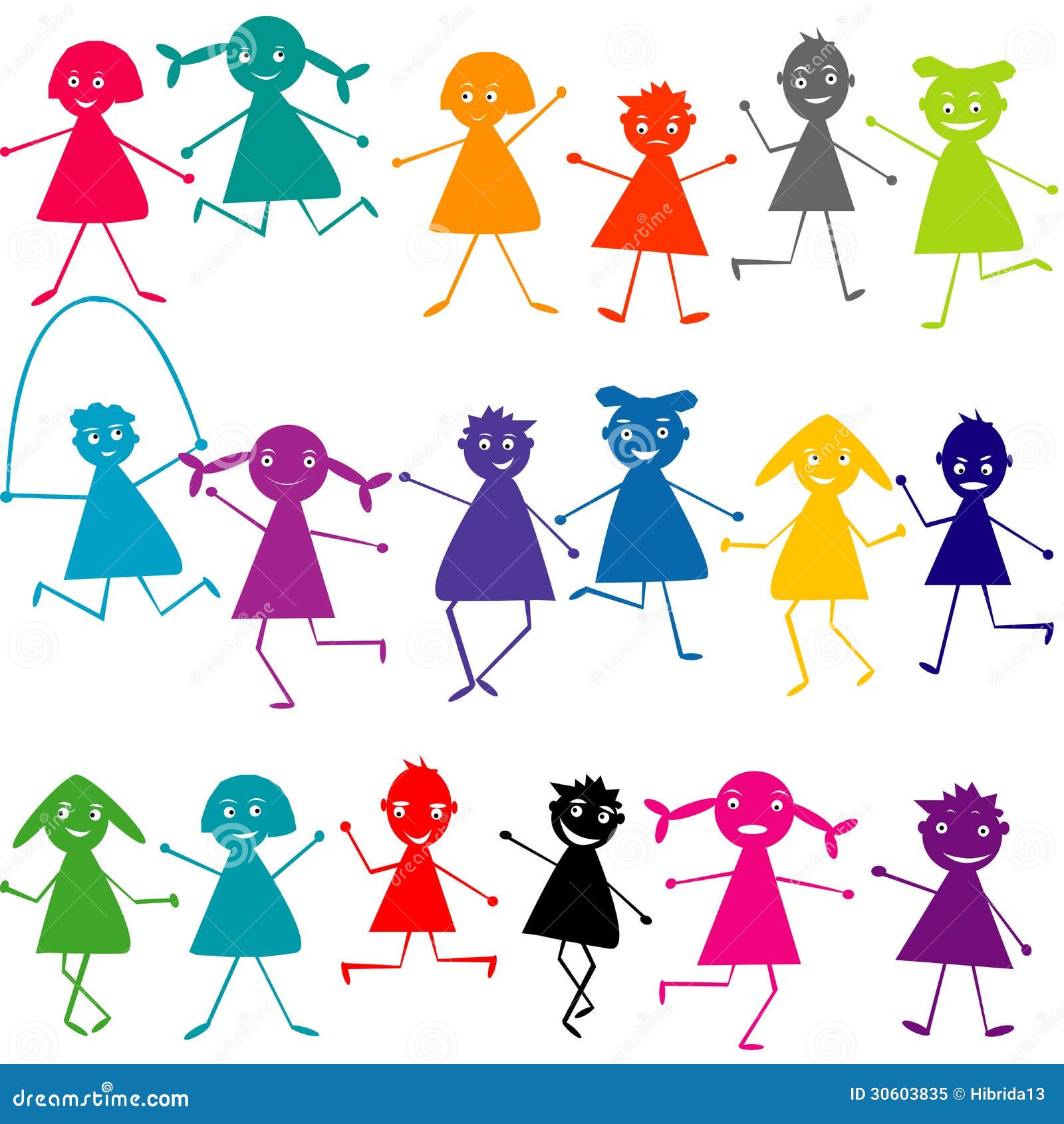 Set of Doodle Silhouettes of Kids Stock Vector - Illustration of hand ...