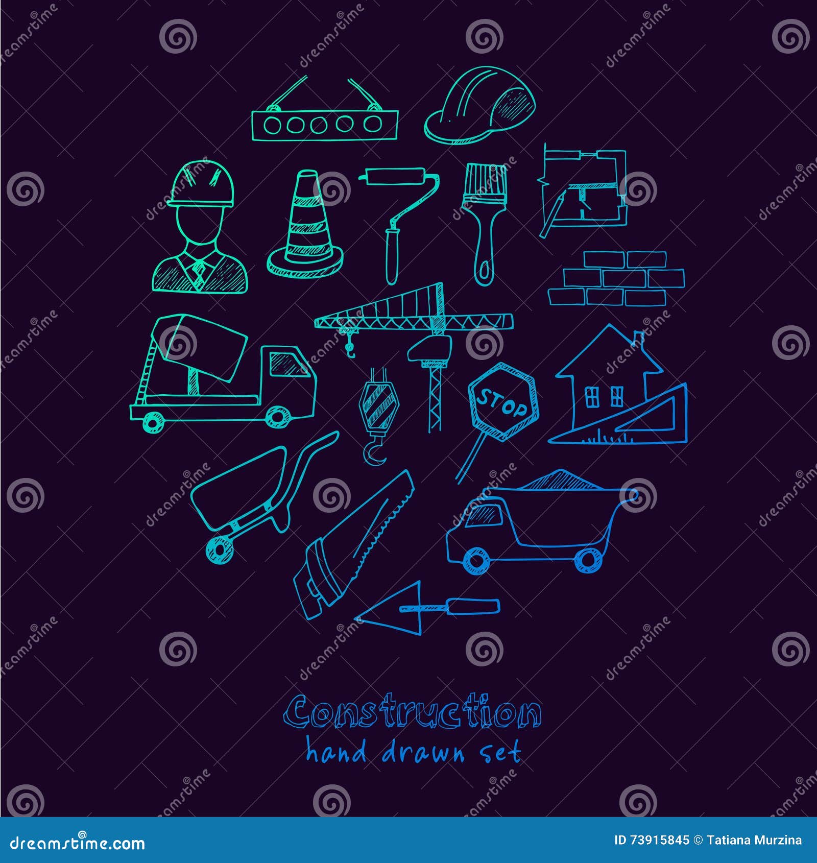 Set of Doodle Sketch Architecture Construction Building Icons Stock ...